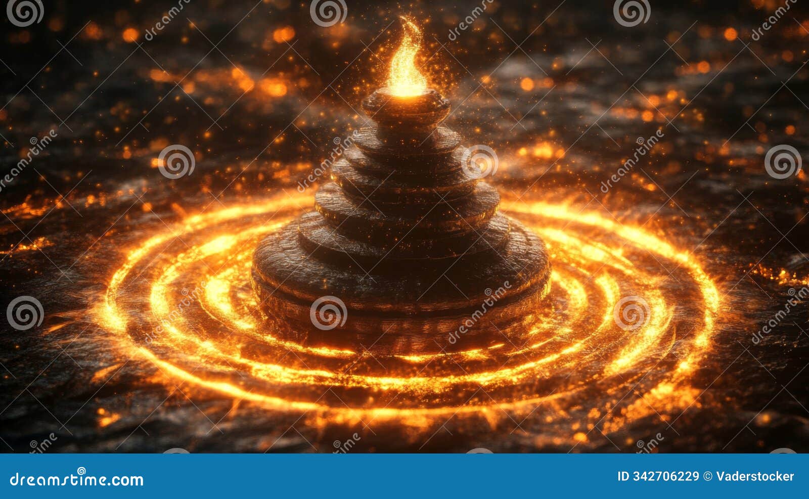 A Stacked Stone Structure Glowing with Fiery Energy Stock Illustration ...