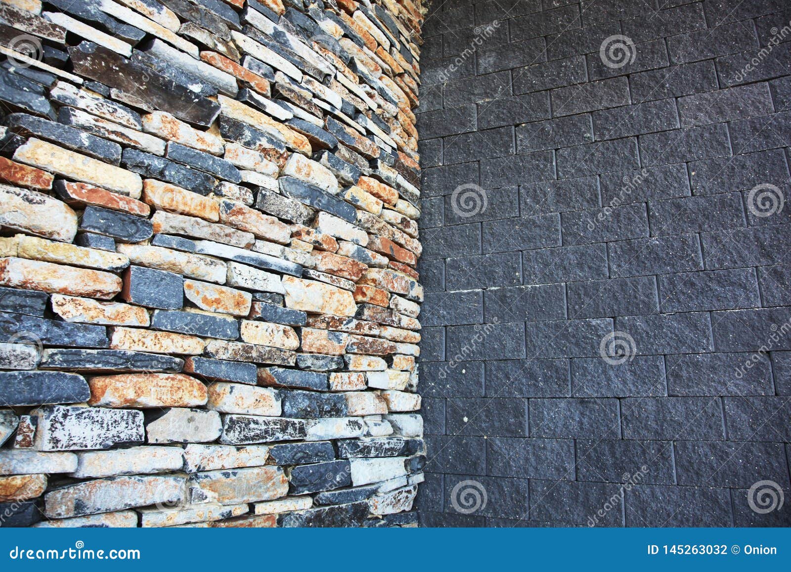 Stacked stone wall stock photo. Image of front, brick - 145263032