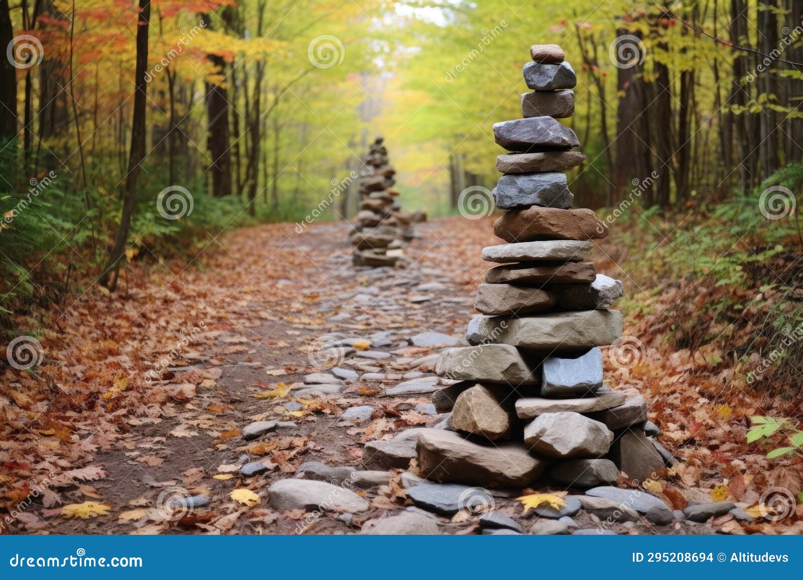 Stacked Stones Along a Trail Indicating a Path Together Stock Photo ...