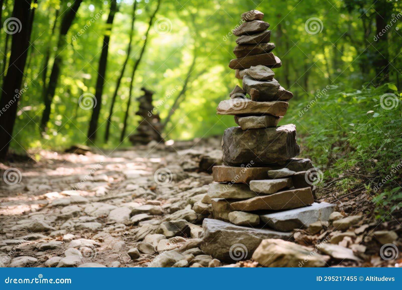 Stacked Stones Along a Trail Indicating a Path Together Stock Image ...
