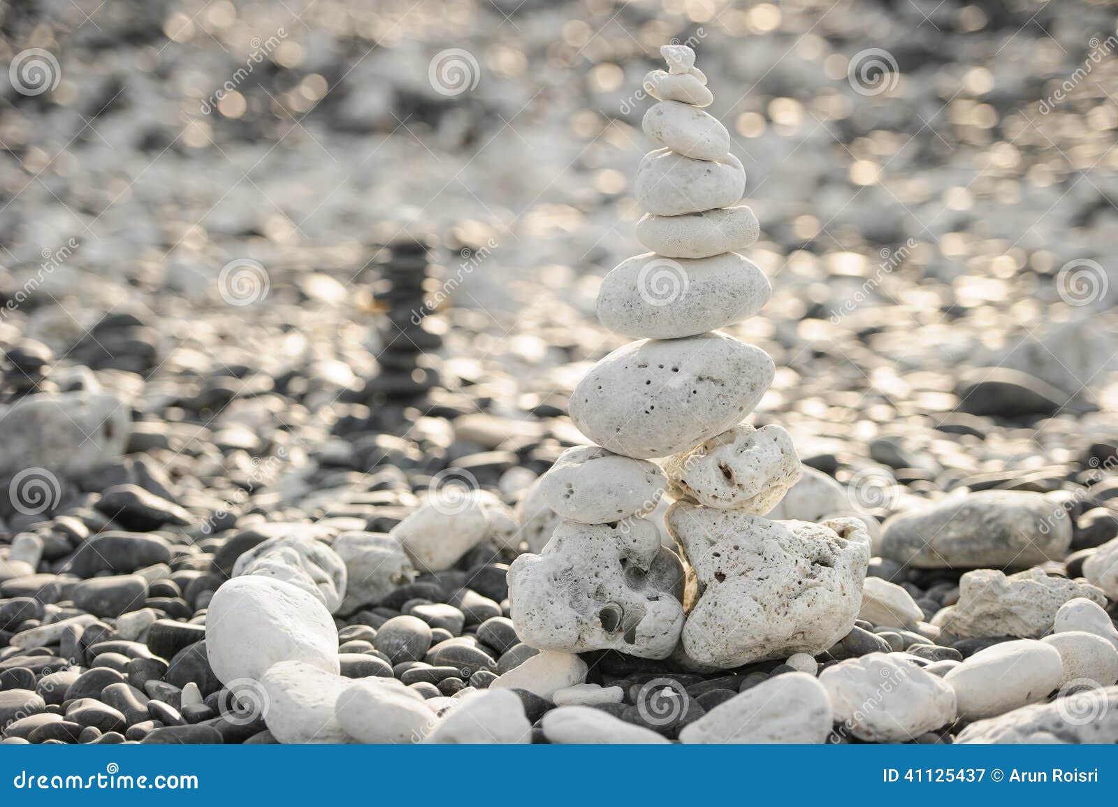 Stacked Stones on a Background of Beach Stock Image - Image of beauty ...