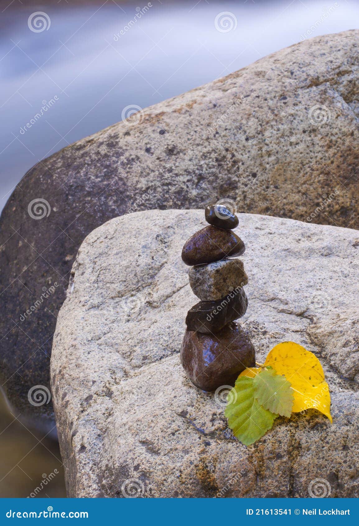Stacked Stones and Fall Leaves Stock Image - Image of stacked, season ...