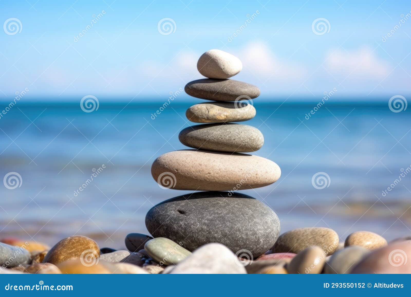 Stacked Stones in Perfect Balance on Pebble Beach Stock Illustration ...