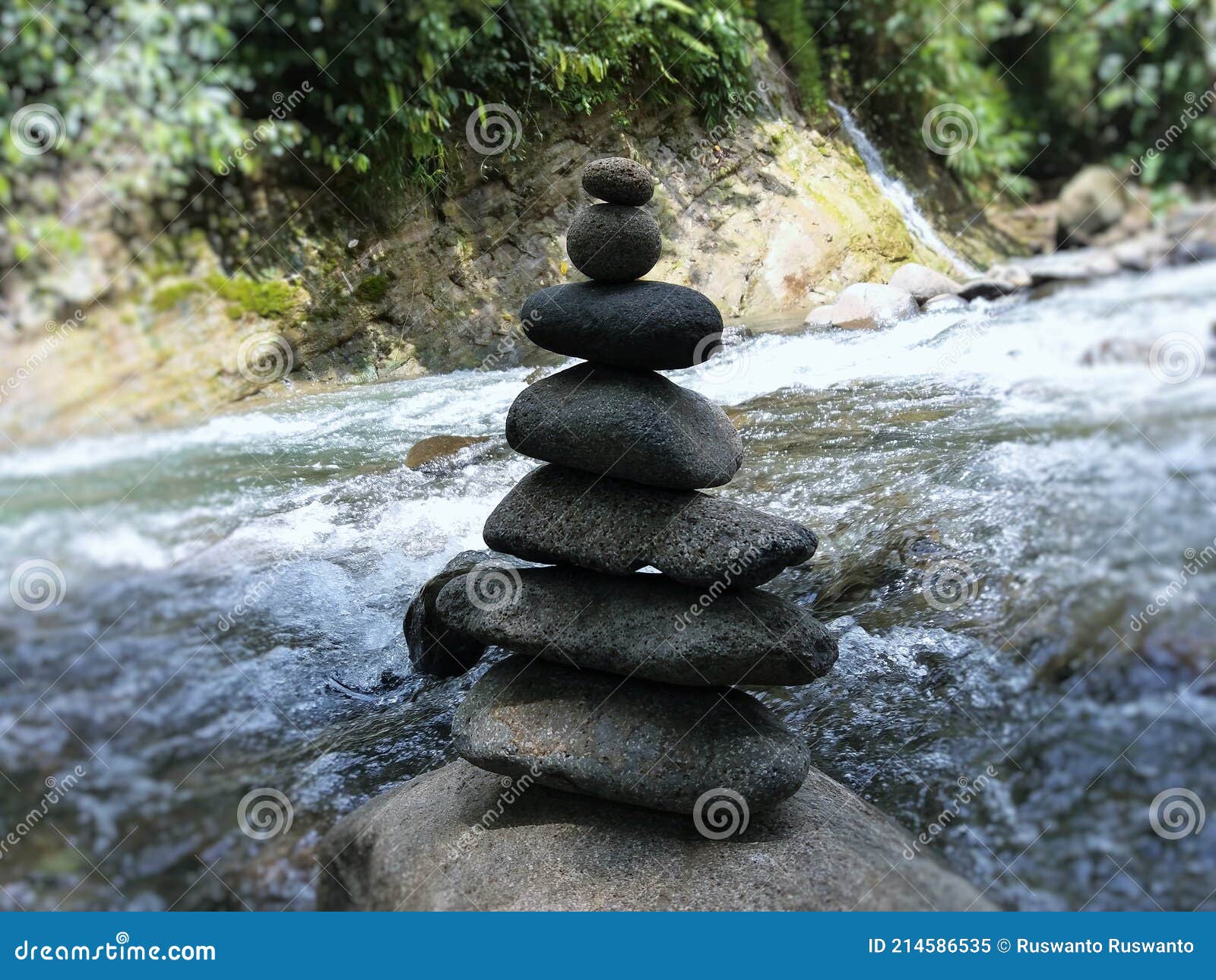 Stacked Stones in the River Stock Image - Image of boulder, watercourse ...