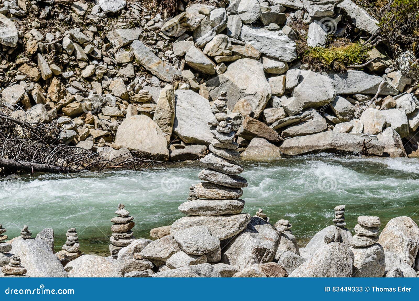 Stacked stones in stream stock image. Image of point - 83449333
