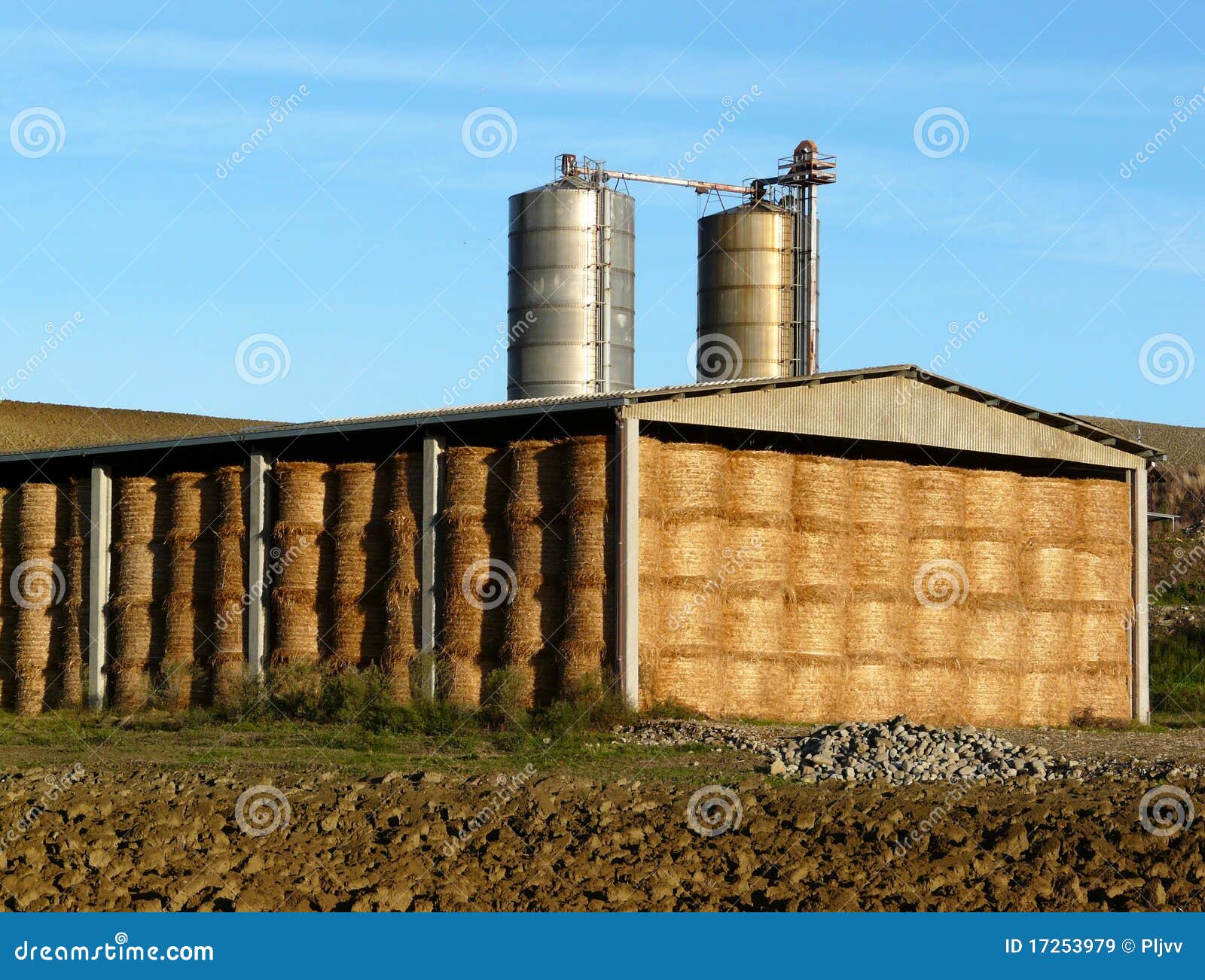 Stacked Straw Bales in a Shed Stock Image - Image of pile, harvest ...