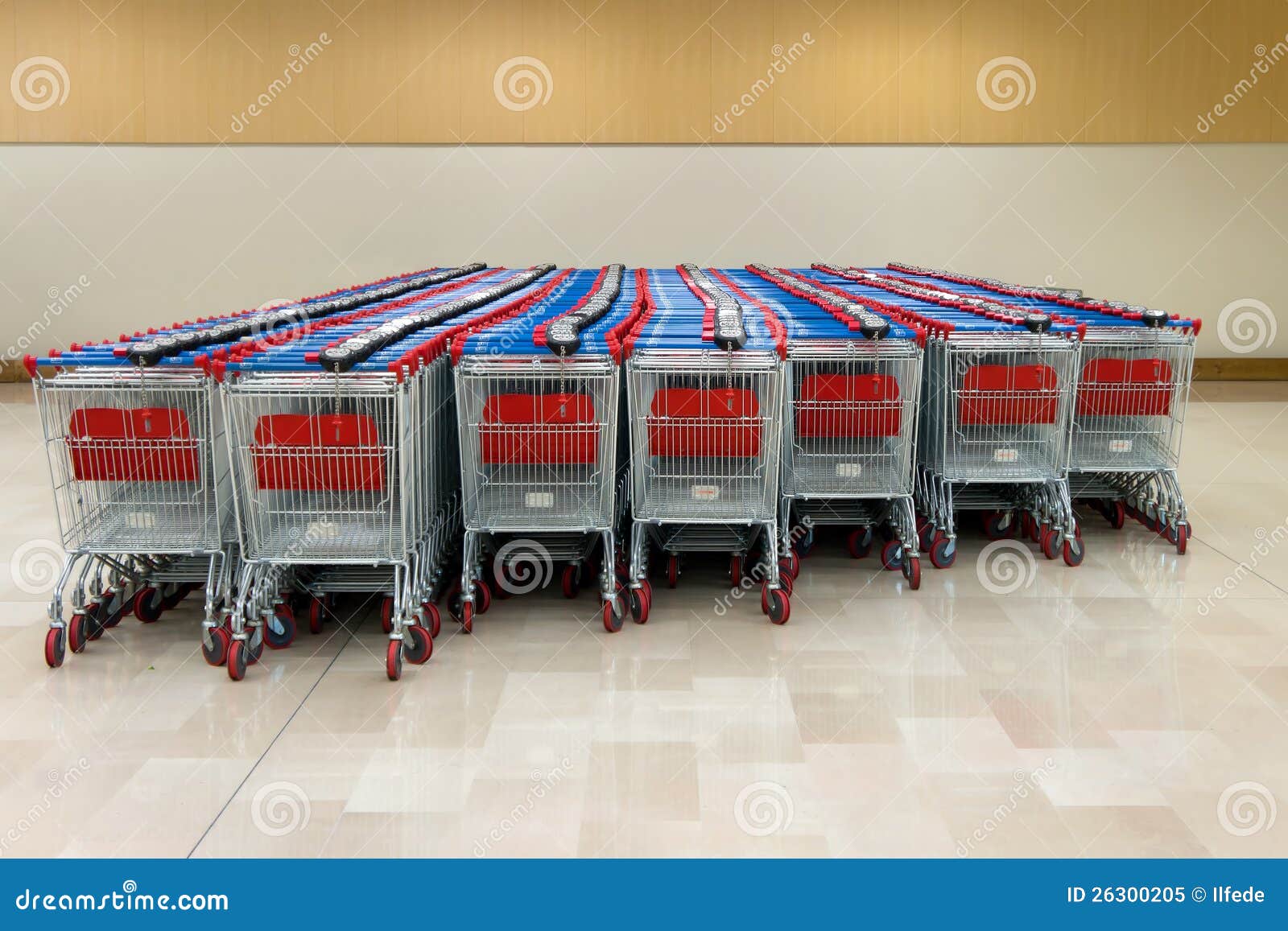 Stacked Supermarket Trolleys Stock Image - Image of empty, cart: 26300205
