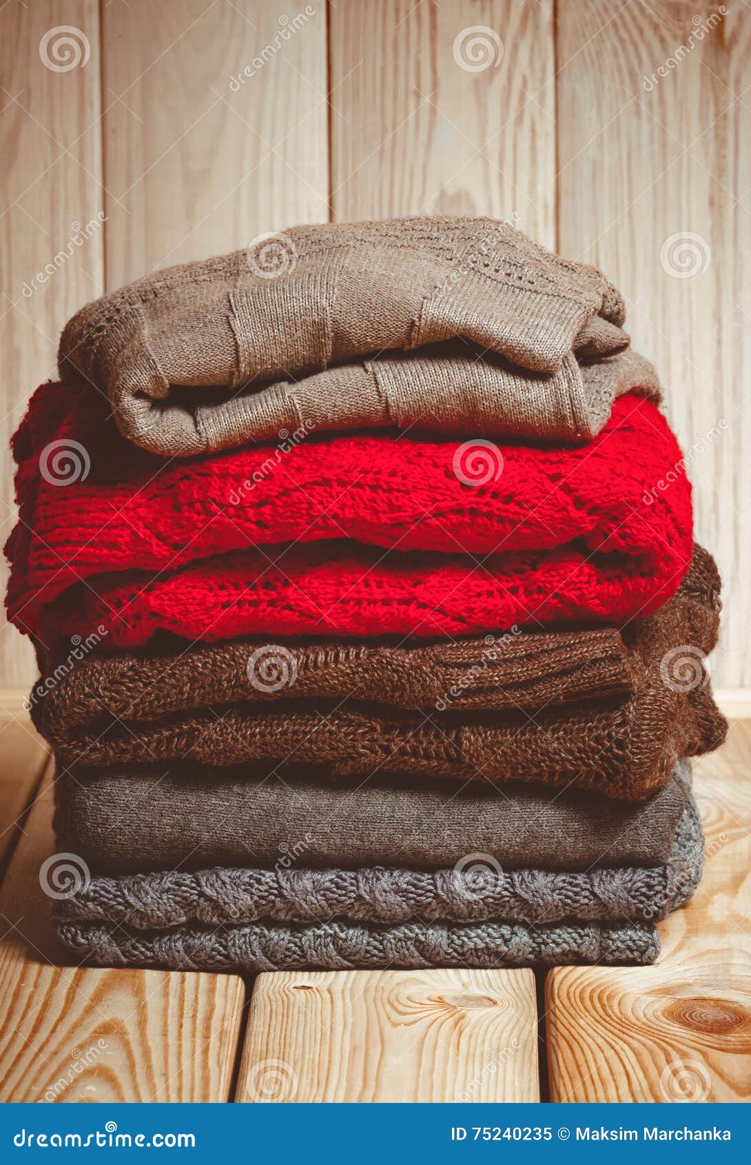 Stacked Sweaters on a Table Stock Image - Image of autumn, still: 75240235