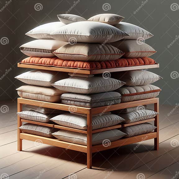 STACKED TABLE a Multi Level Table with Cushions and Pillows Stac Stock ...