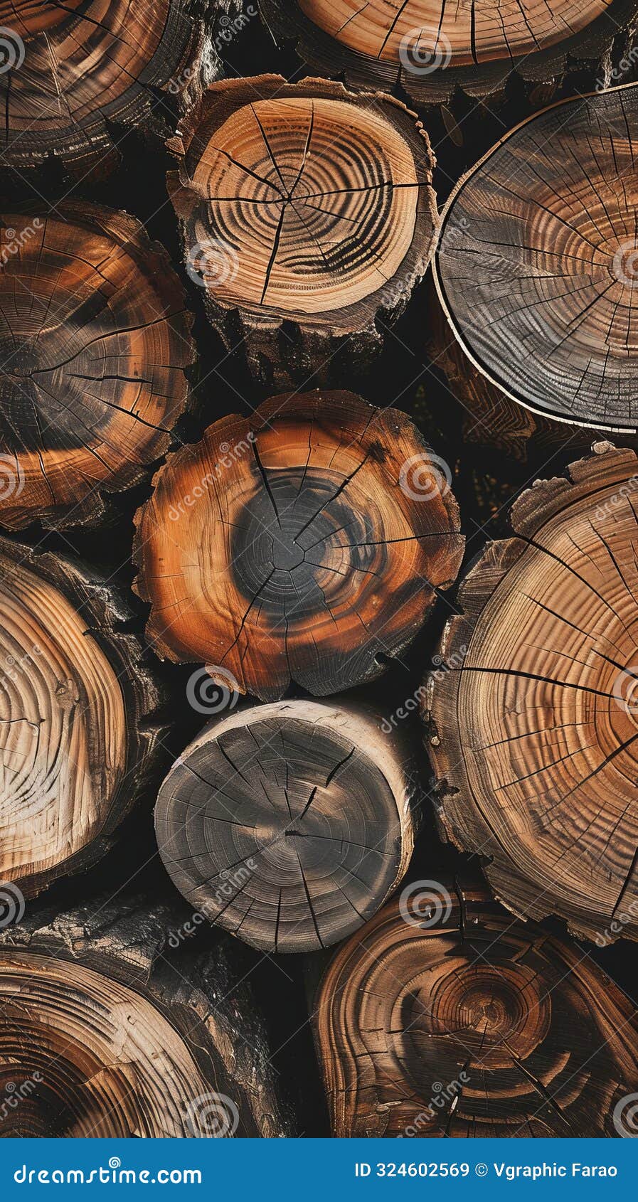 Stacked Timber Logs with Visible Tree Rings Stock Image - Image of ...
