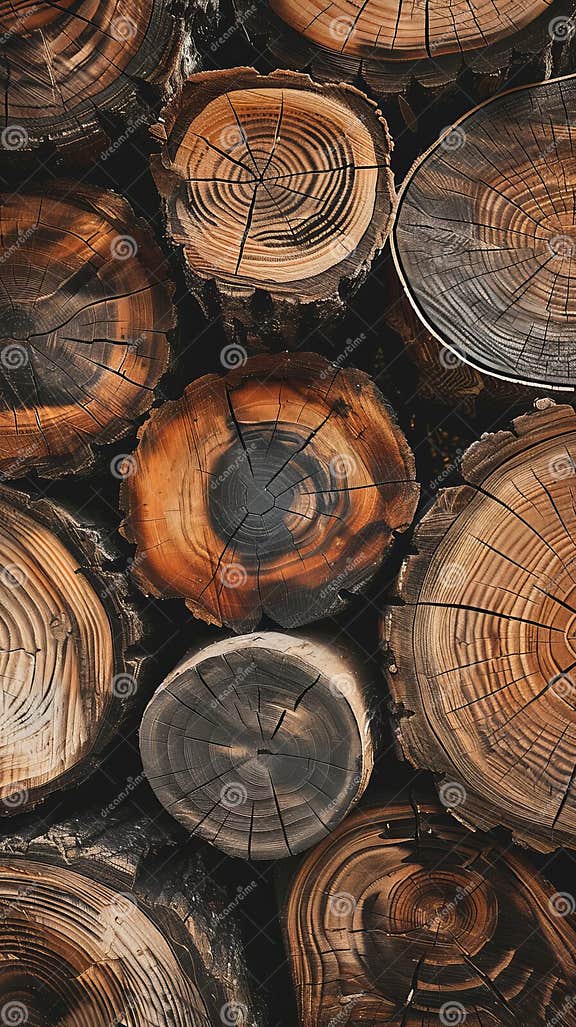 Stacked Timber Logs with Visible Tree Rings Stock Image - Image of ...