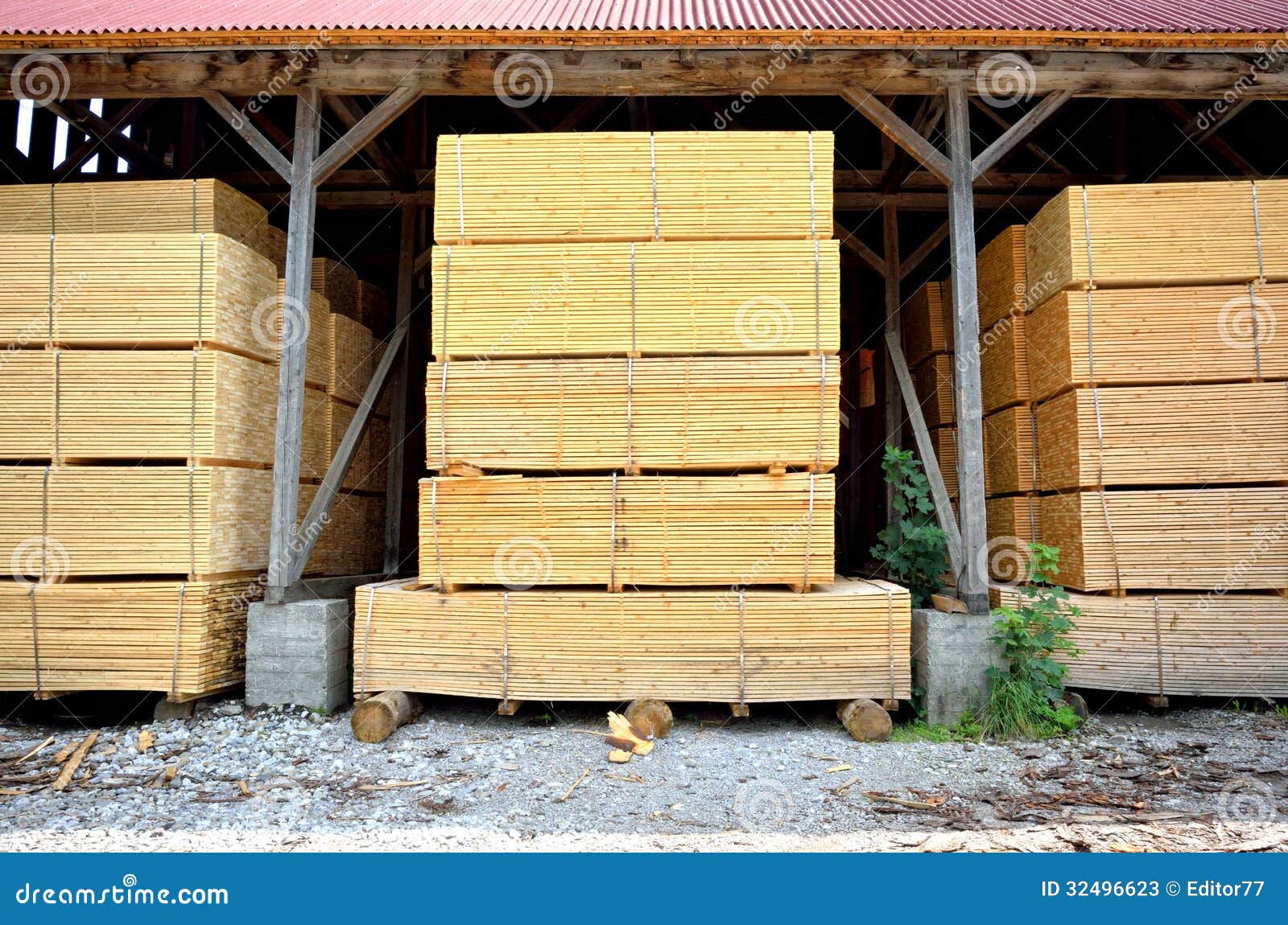 Stacked Timber in Warehouse Stock Image - Image of sawtimber, lines ...