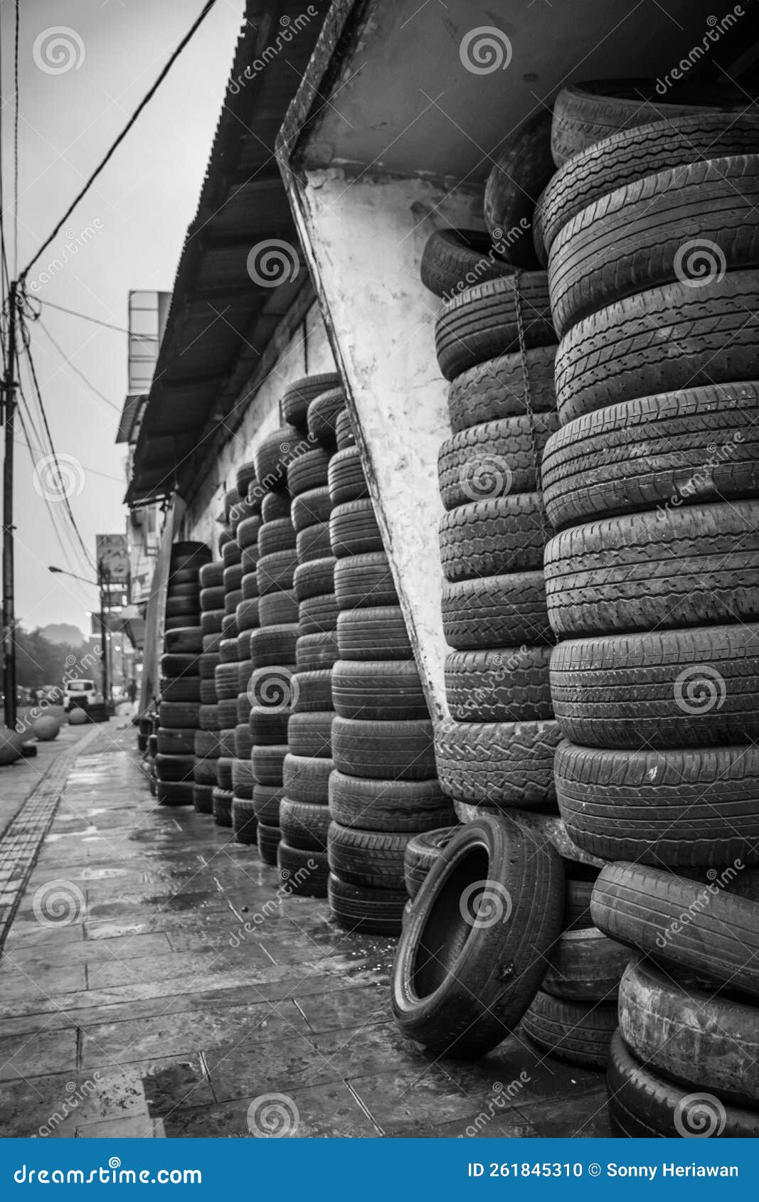 Stacked Tires on the Road Side Stock Photo - Image of ruin, side: 261845310