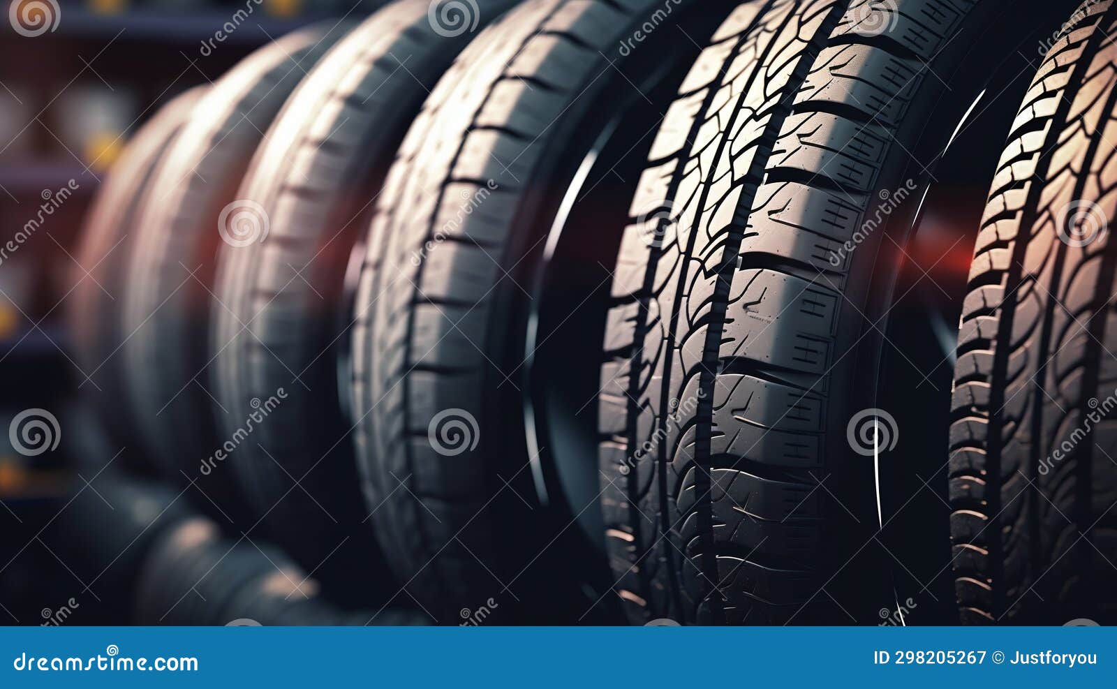 Stacked Tires in Storage Warehouse. Generative Ai Stock Image - Image ...