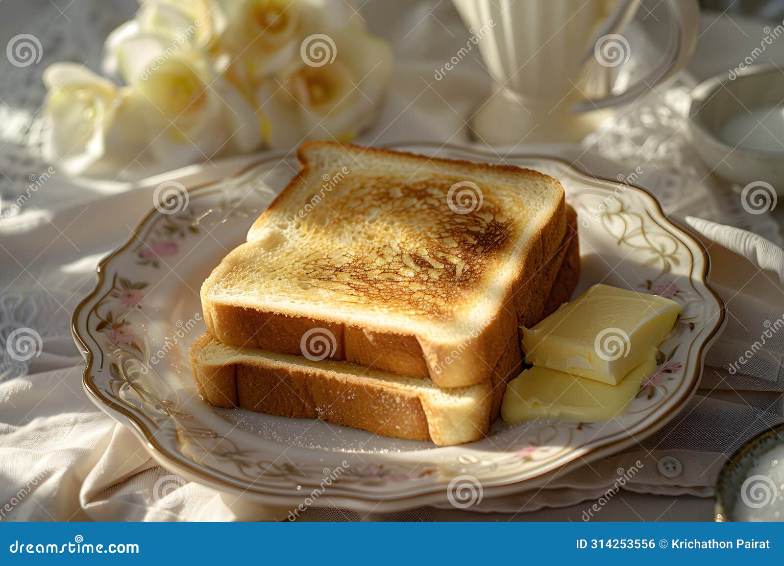 Stacked Toast in a Studio Set for a Simple Breakfast Stock Illustration ...
