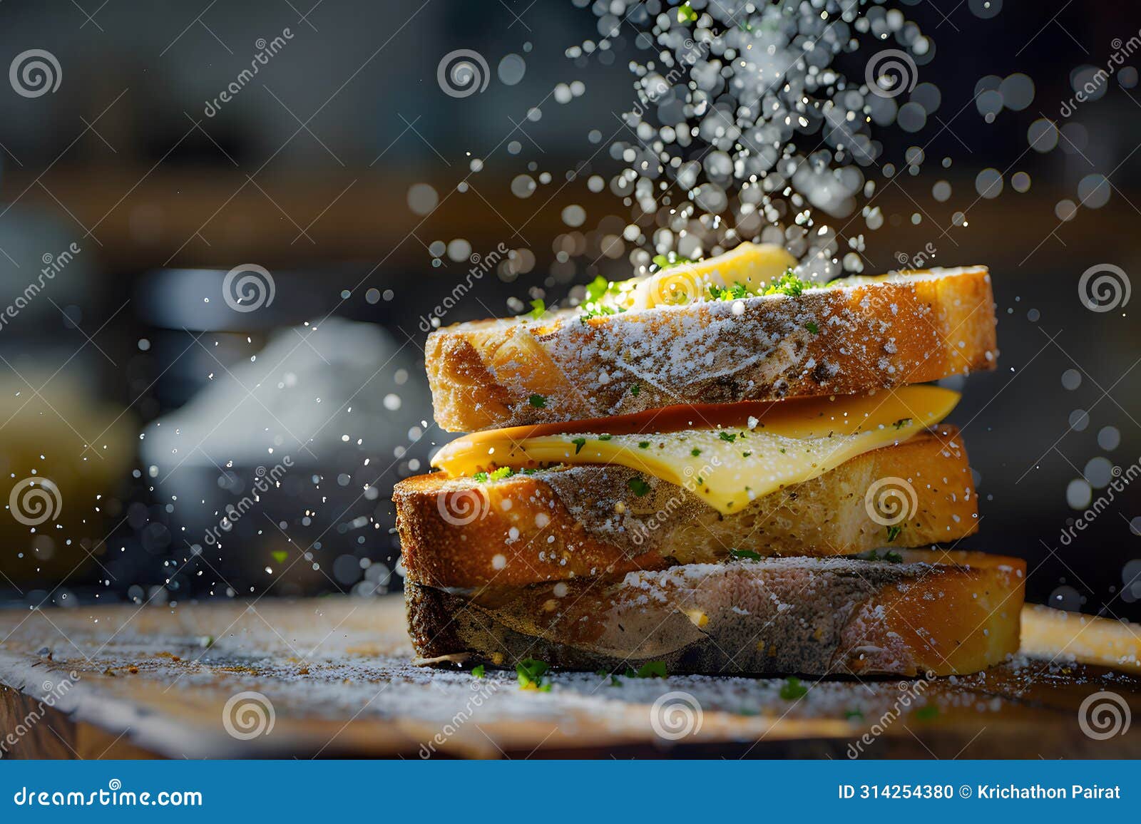 Stacked Toast in a Studio Set for a Simple Breakfast Stock Illustration ...