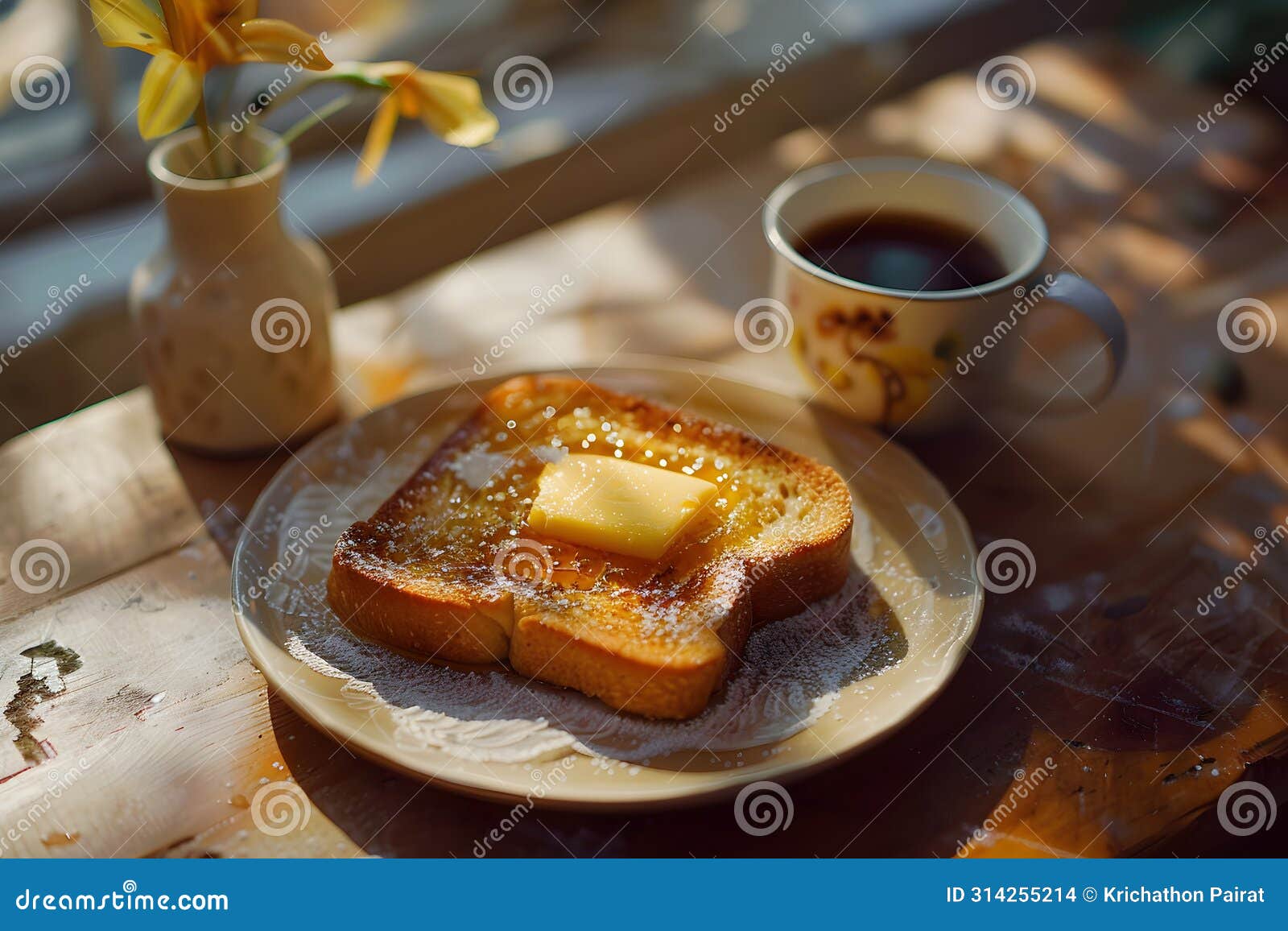 Stacked Toast in a Studio Set for a Simple Breakfast Stock Illustration ...