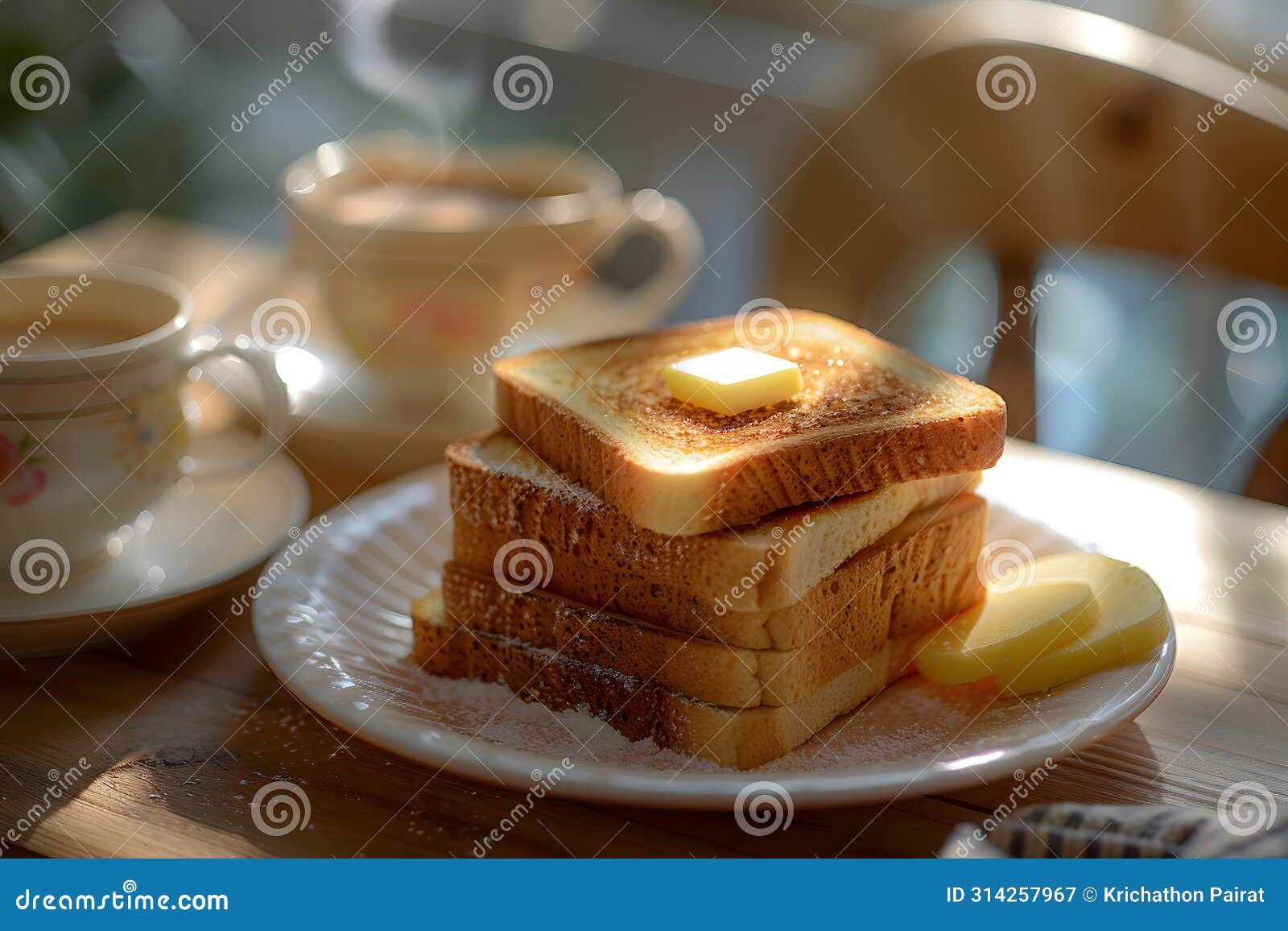 Stacked Toast in a Studio Set for a Simple Breakfast Stock Illustration ...