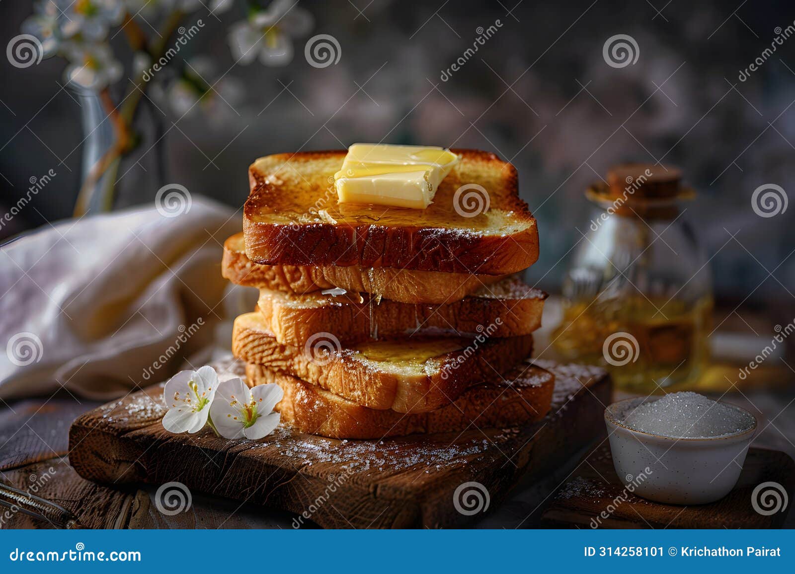 Stacked Toast in a Studio Set for a Simple Breakfast Stock Illustration ...