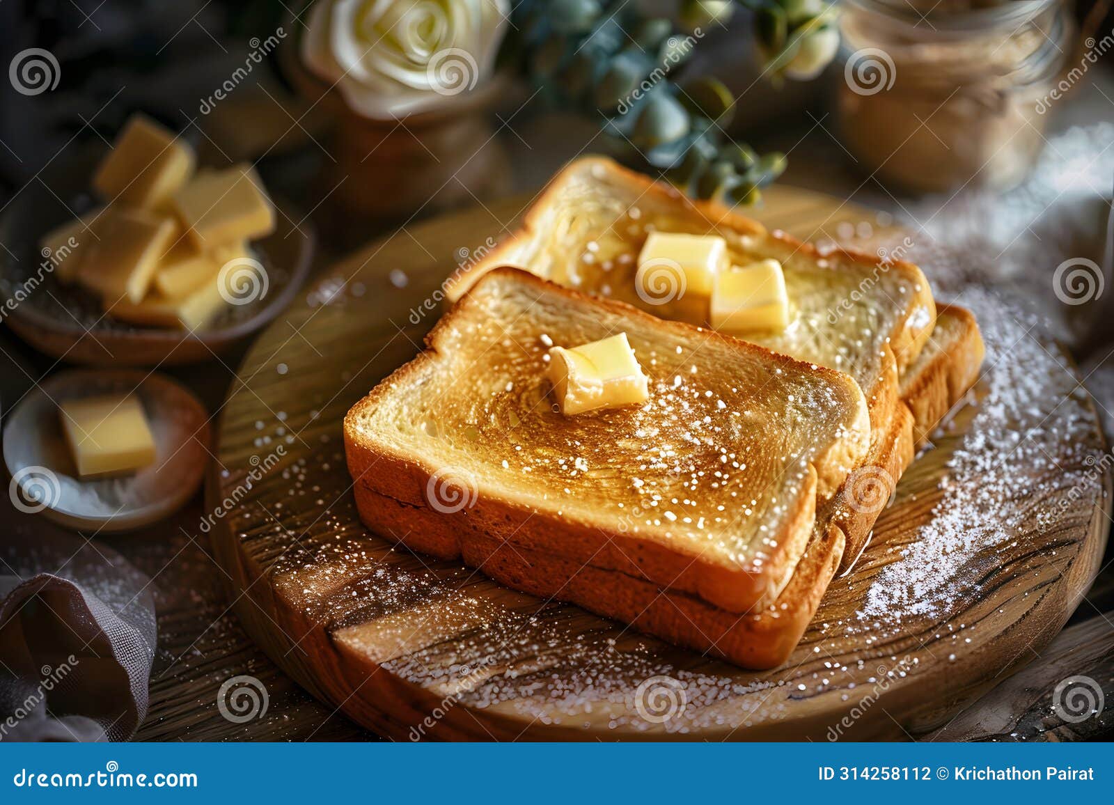 Stacked Toast in a Studio Set for a Simple Breakfast Stock Illustration ...