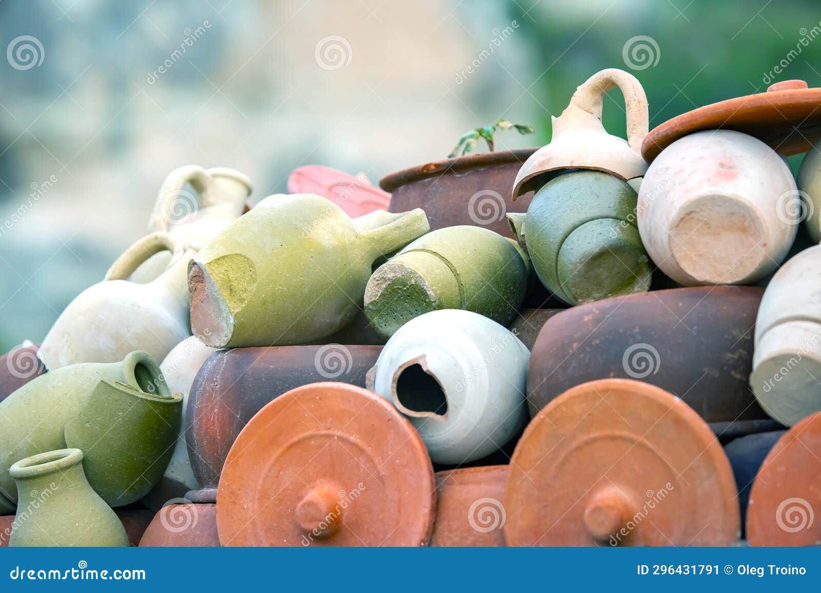 Stacked Together Broken Clay Pots Stock Image - Image of household ...