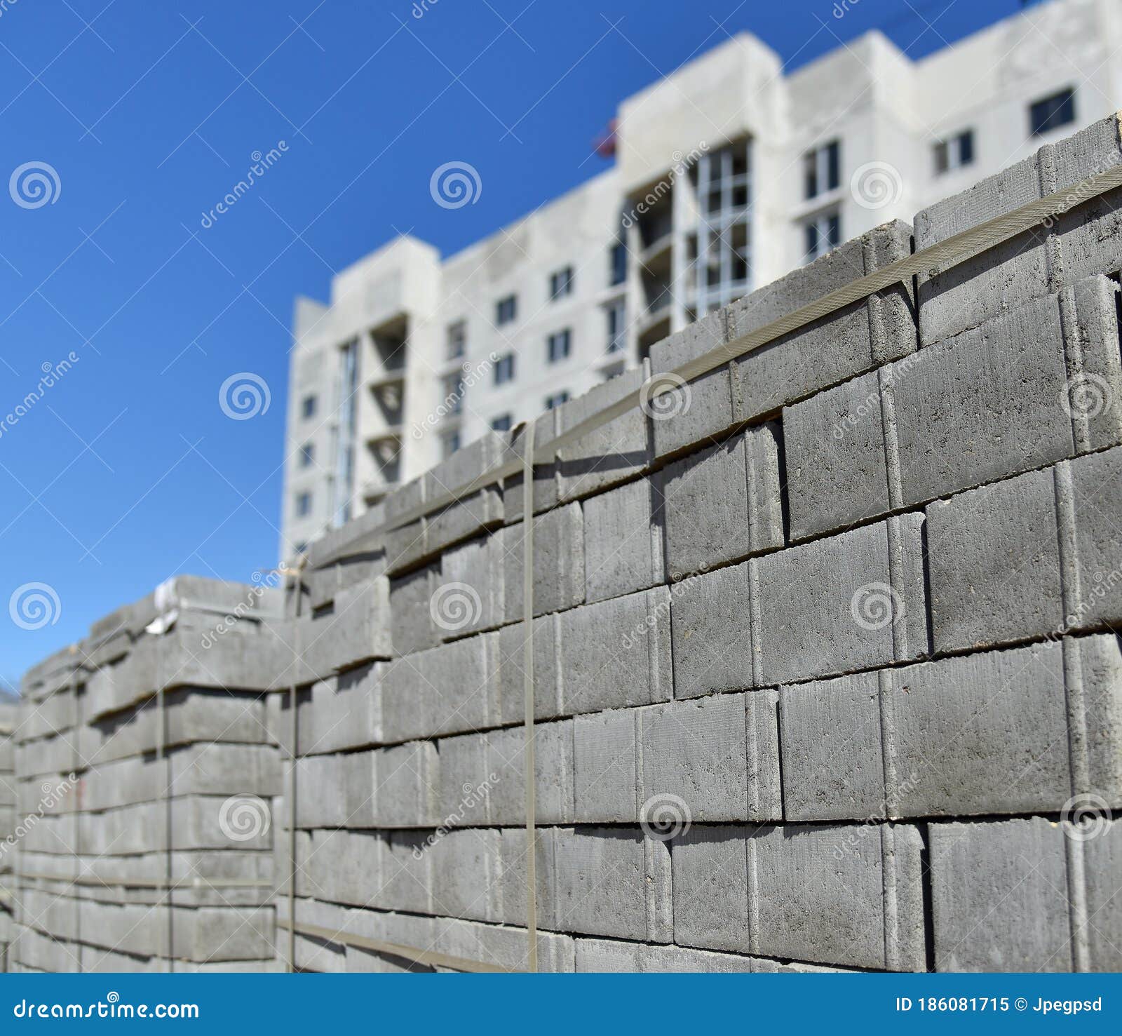 Stack on Top of Each Other with Concrete Blocks on the Construction ...