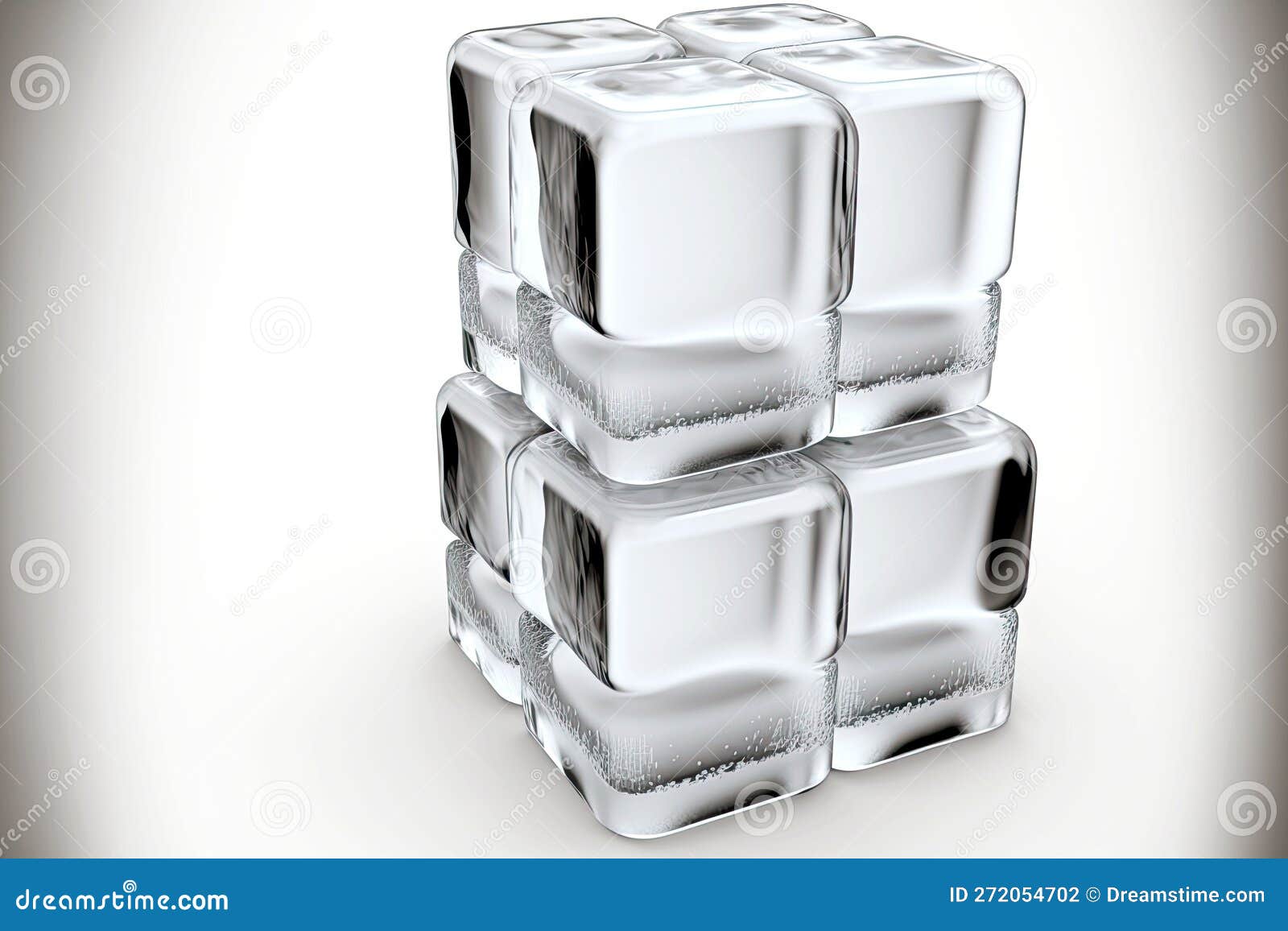 Stacked on Top of Each Other Transparent Ice Cubes Isolated on White ...