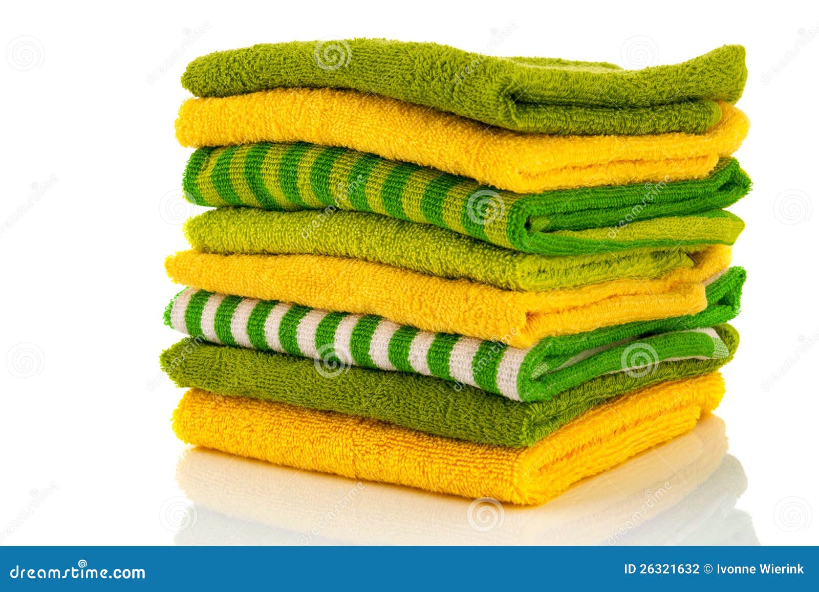 Stacked towels stock photo. Image of green, studio, isolated - 26321632