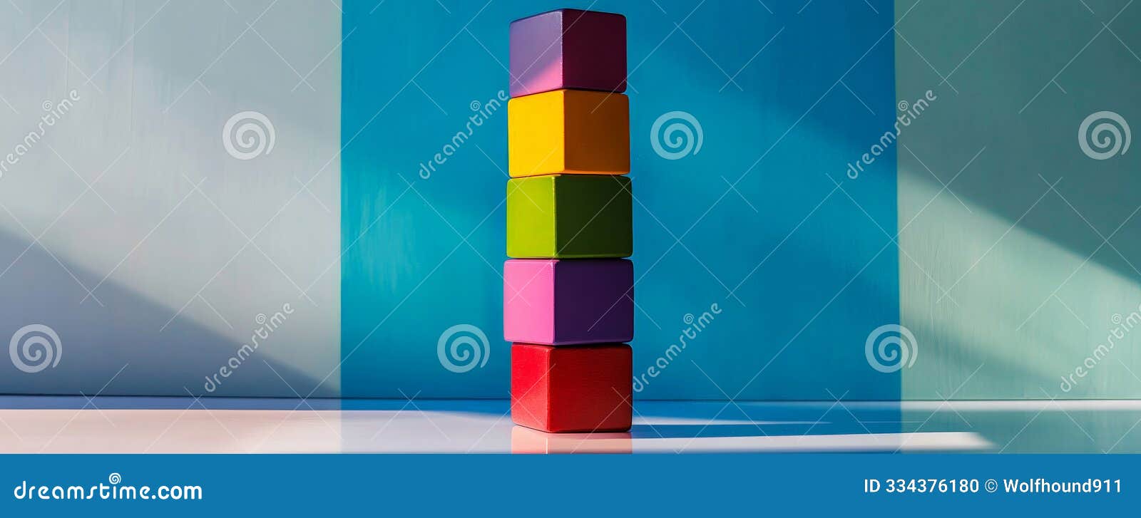 A Stacked Tower Of Brightly Colored Cubes, Standing Precariously On A ...
