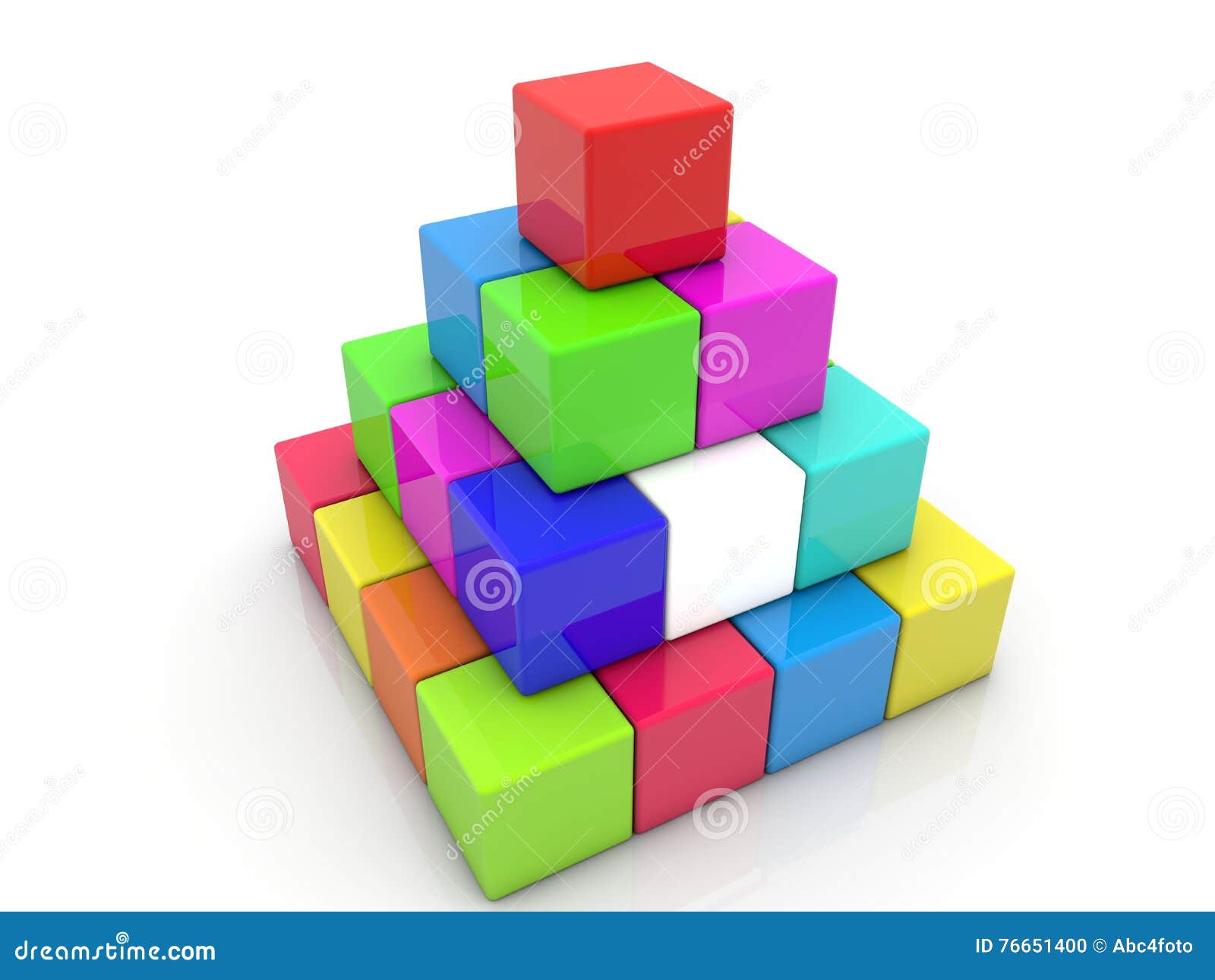 Stacked Toy Cubes in Pyramid on White Stock Illustration - Illustration ...