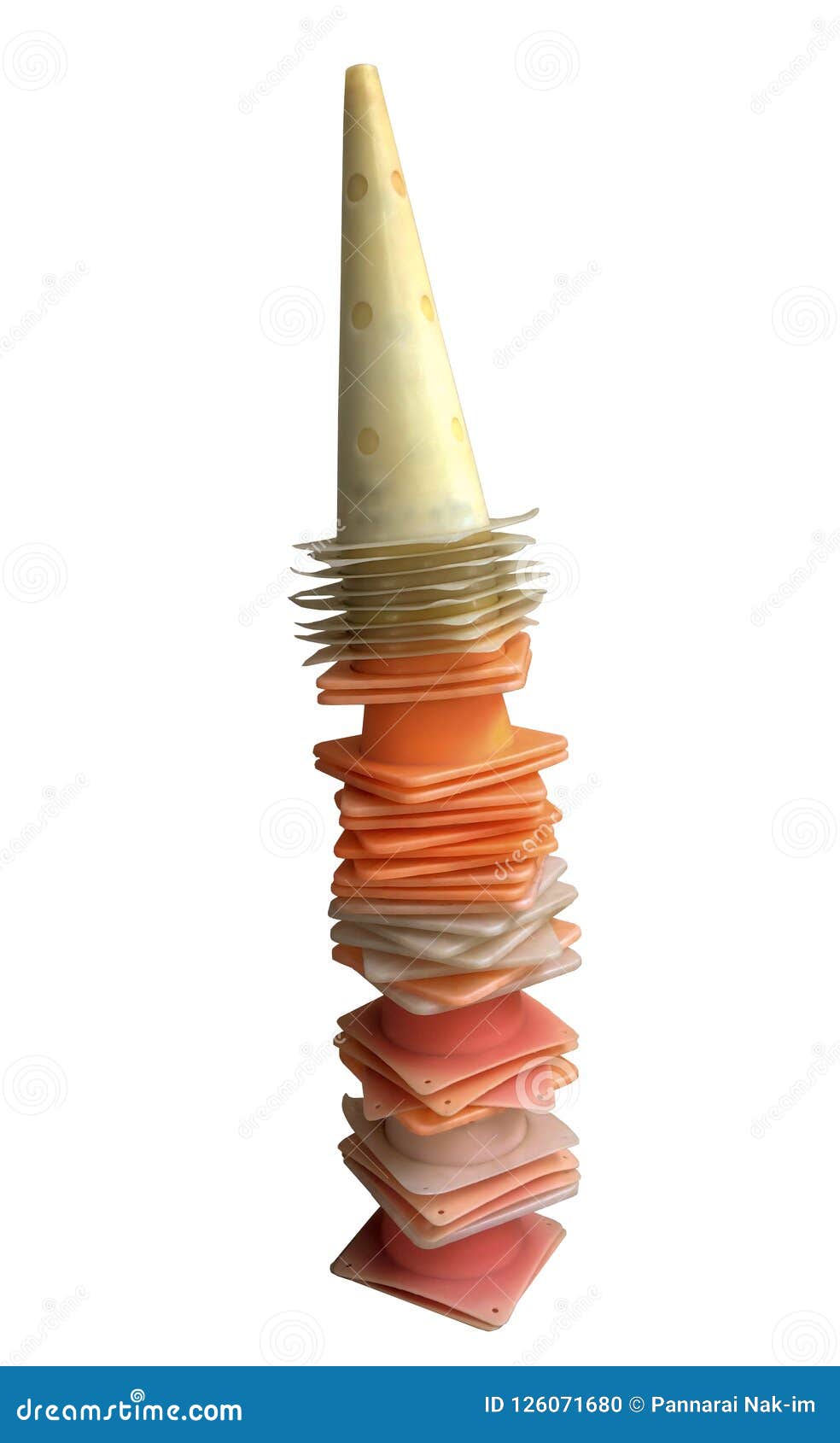 Stacked of Traffic Cone or Triangle Cone. Stock Photo - Image of road ...