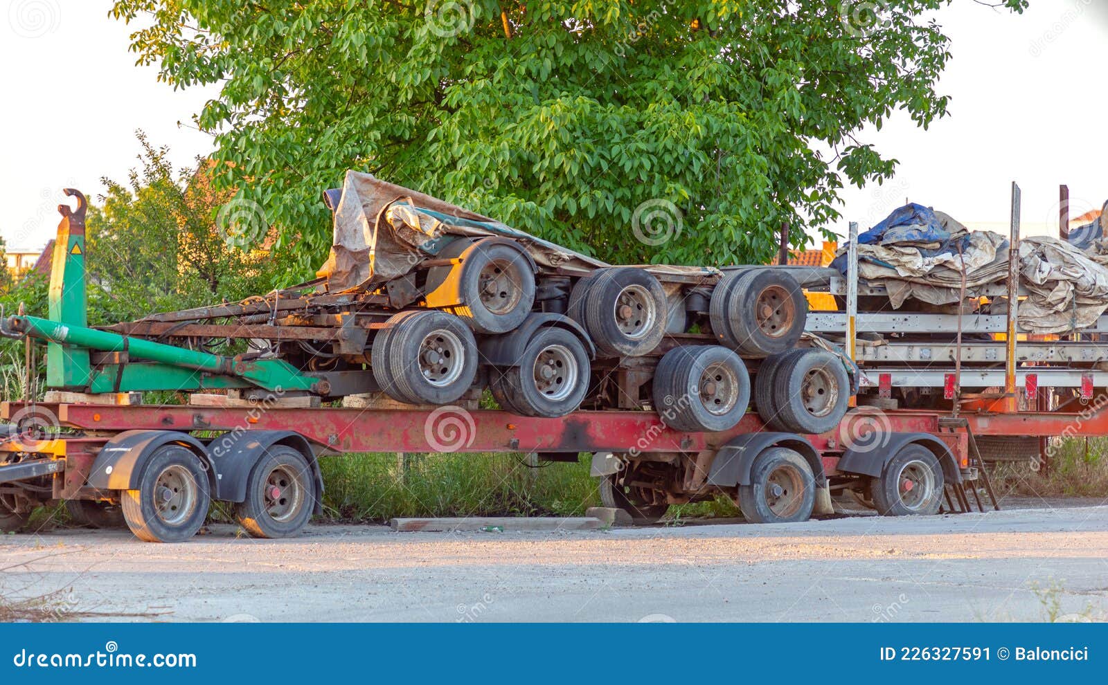 Stacked Trailers stock image. Image of stack, logistics - 226327591