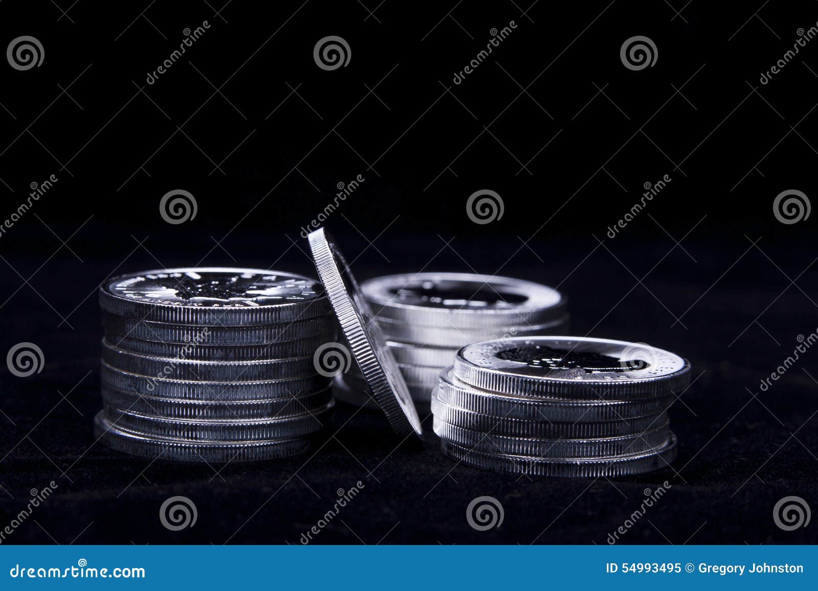 Stacked up silver coins. stock image. Image of coins - 54993495