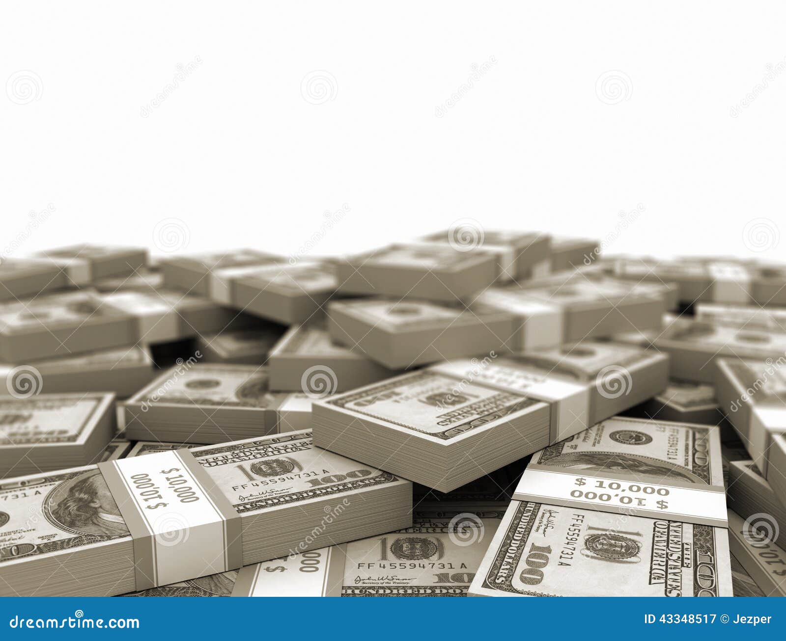 Stacked Us money bundles stock illustration. Illustration of dollar ...