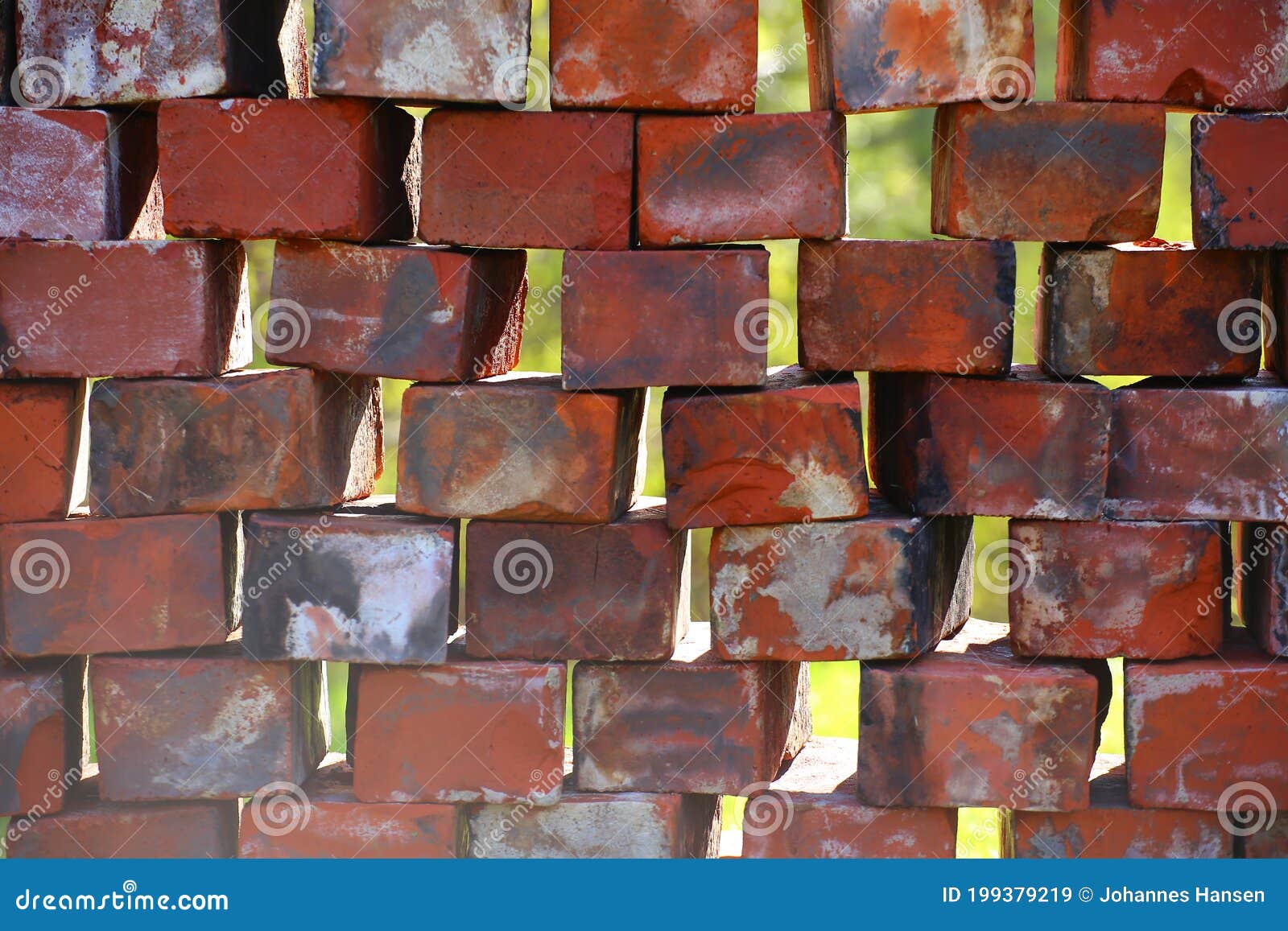 Old Used Bricks, Stacked Into Cubes On Pallets Stock Photo ...