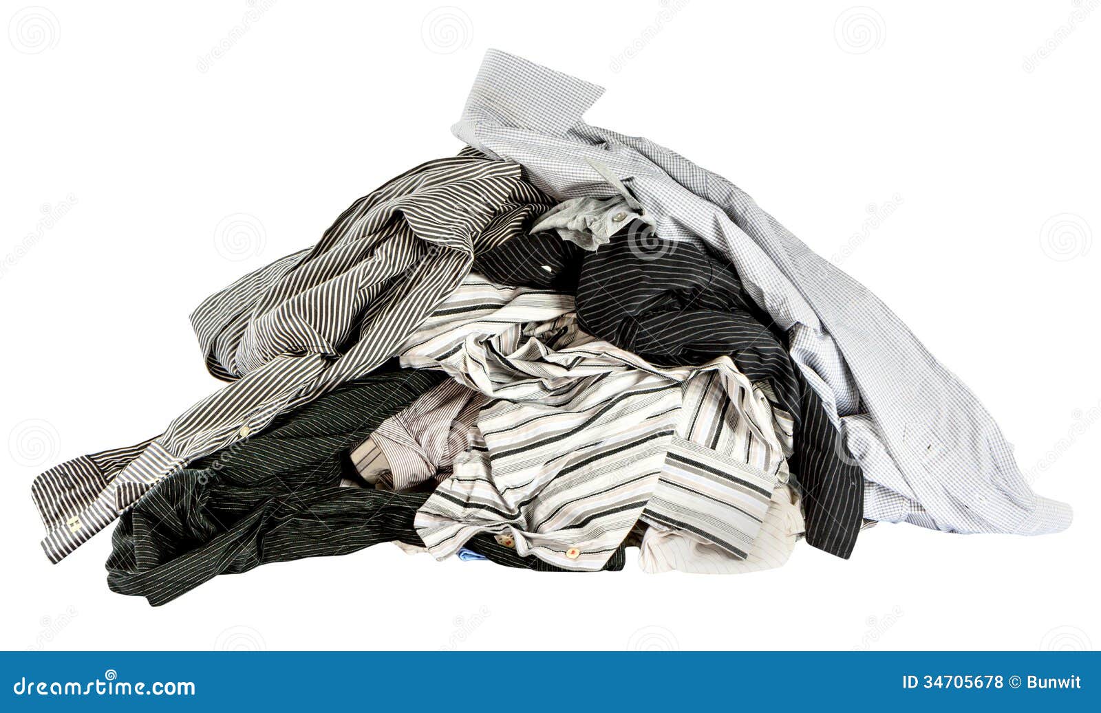 Stacked Used Shirts Isolate Stock Photo - Image of clothing, business ...