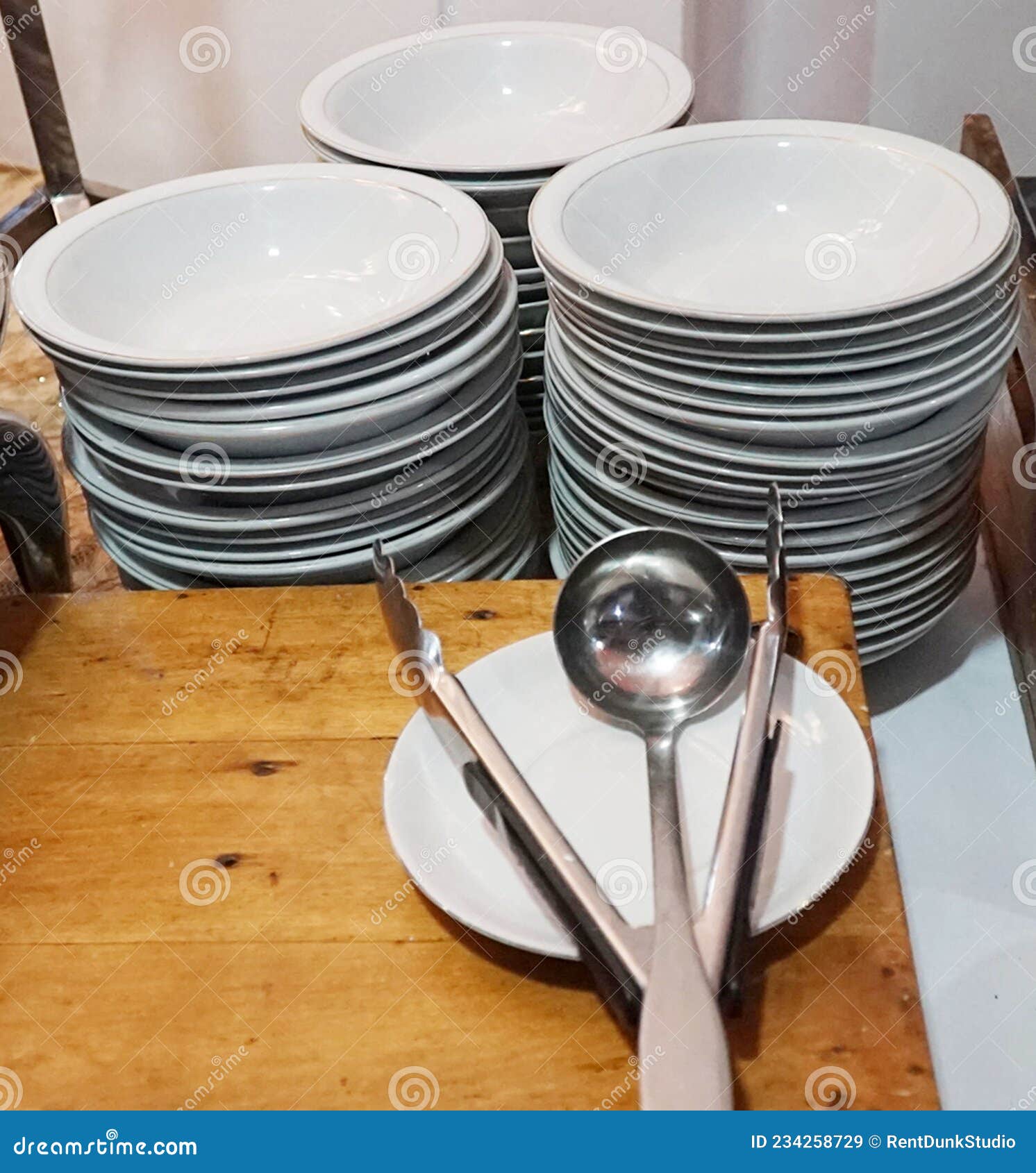 Stacked White Bowls on the Table Stock Image - Image of lighting ...