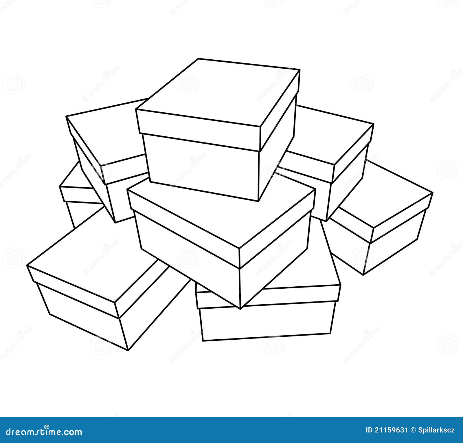 Stacked White Boxes with Cover on White Stock Illustration ...