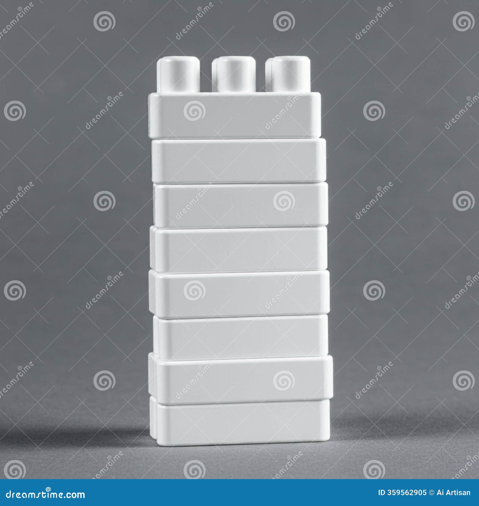 Stacked White Plastic Building Blocks Form a Rectangular Tower Against ...