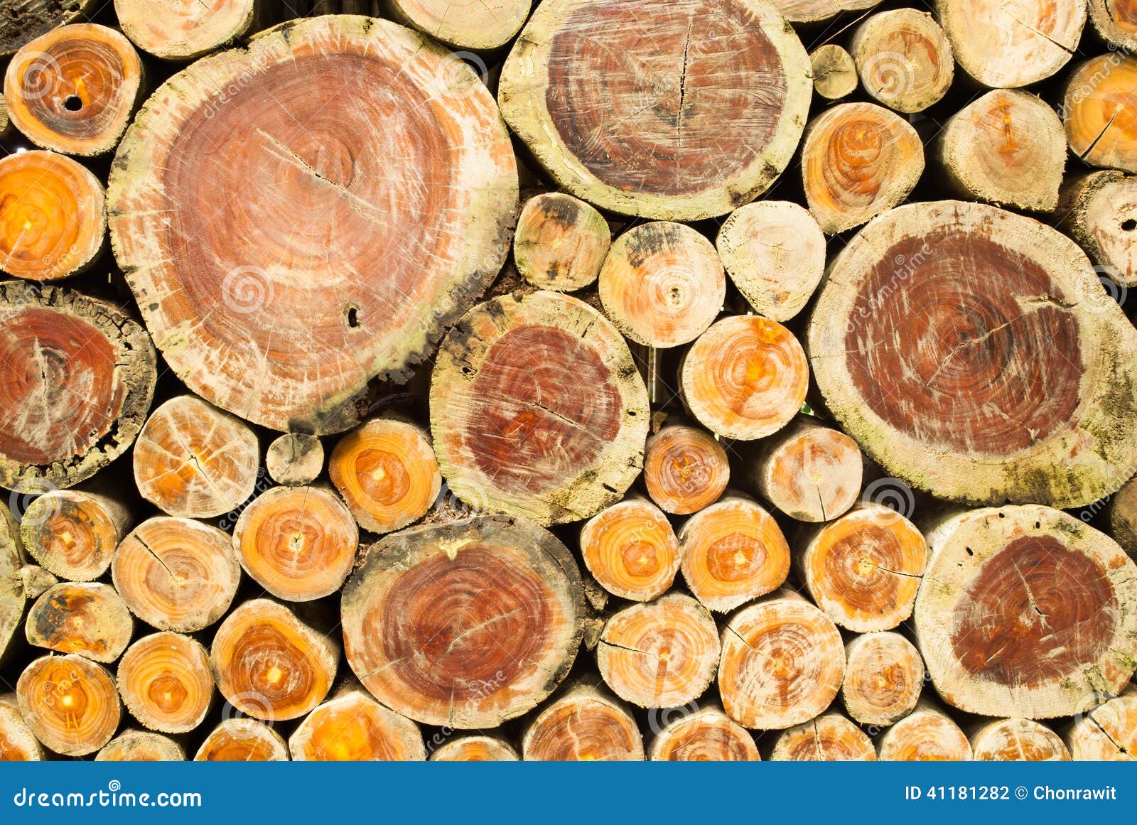 Stacked Of Wood Log For Construction Buildings Background Royalty-Free ...