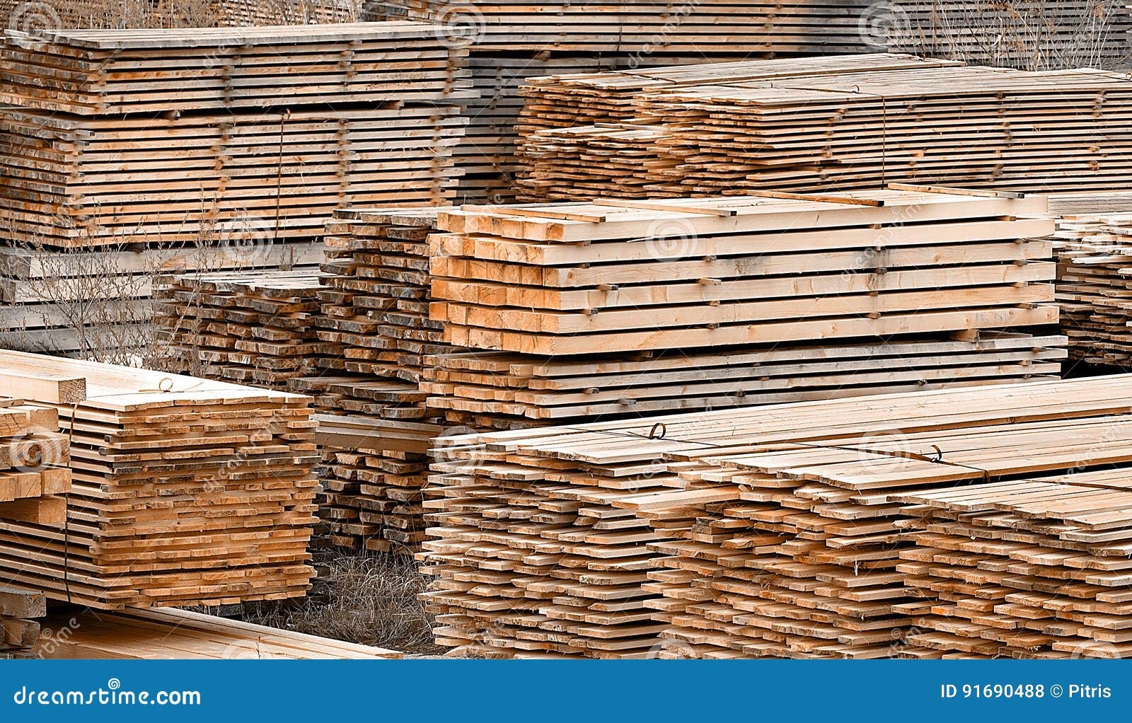 Construction Of Wood Frame Walls Of A New Country House Site. Un ...