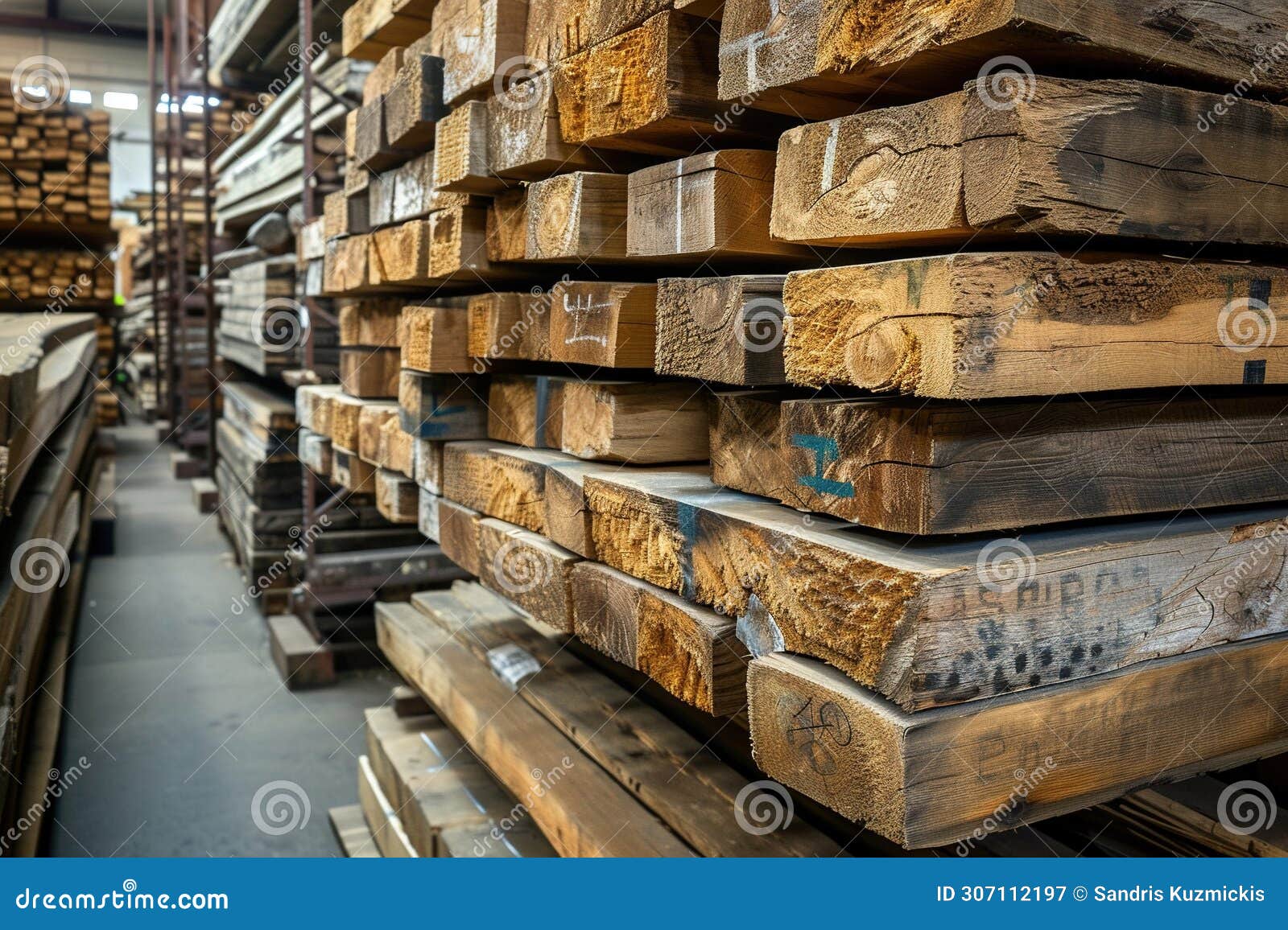 Stacked Wooden Beams in the Warehouse. Generative AI Stock Illustration ...