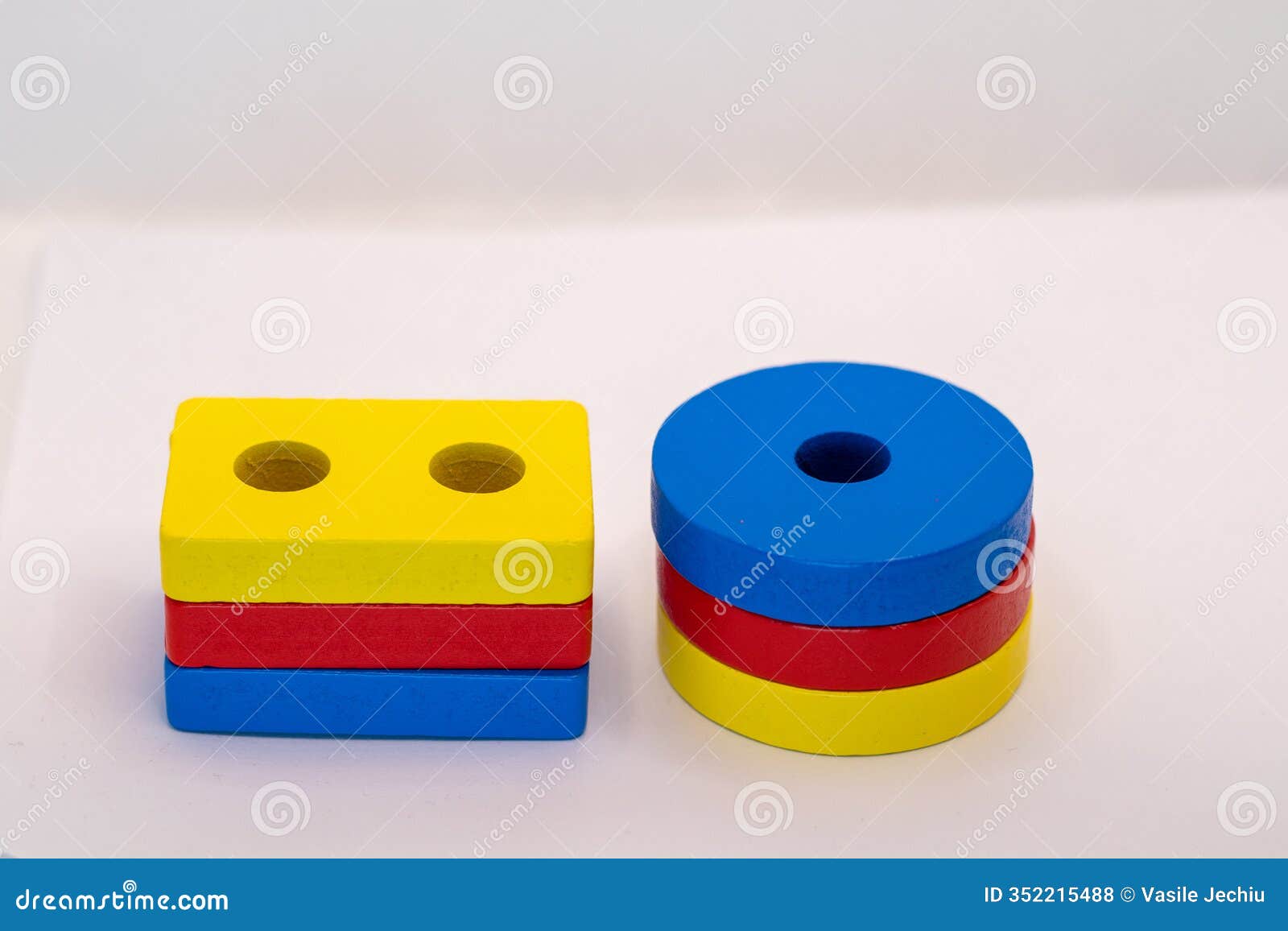 Stacked Wooden Blocks: Rectangular and Cylindrical Stock Photo - Image ...
