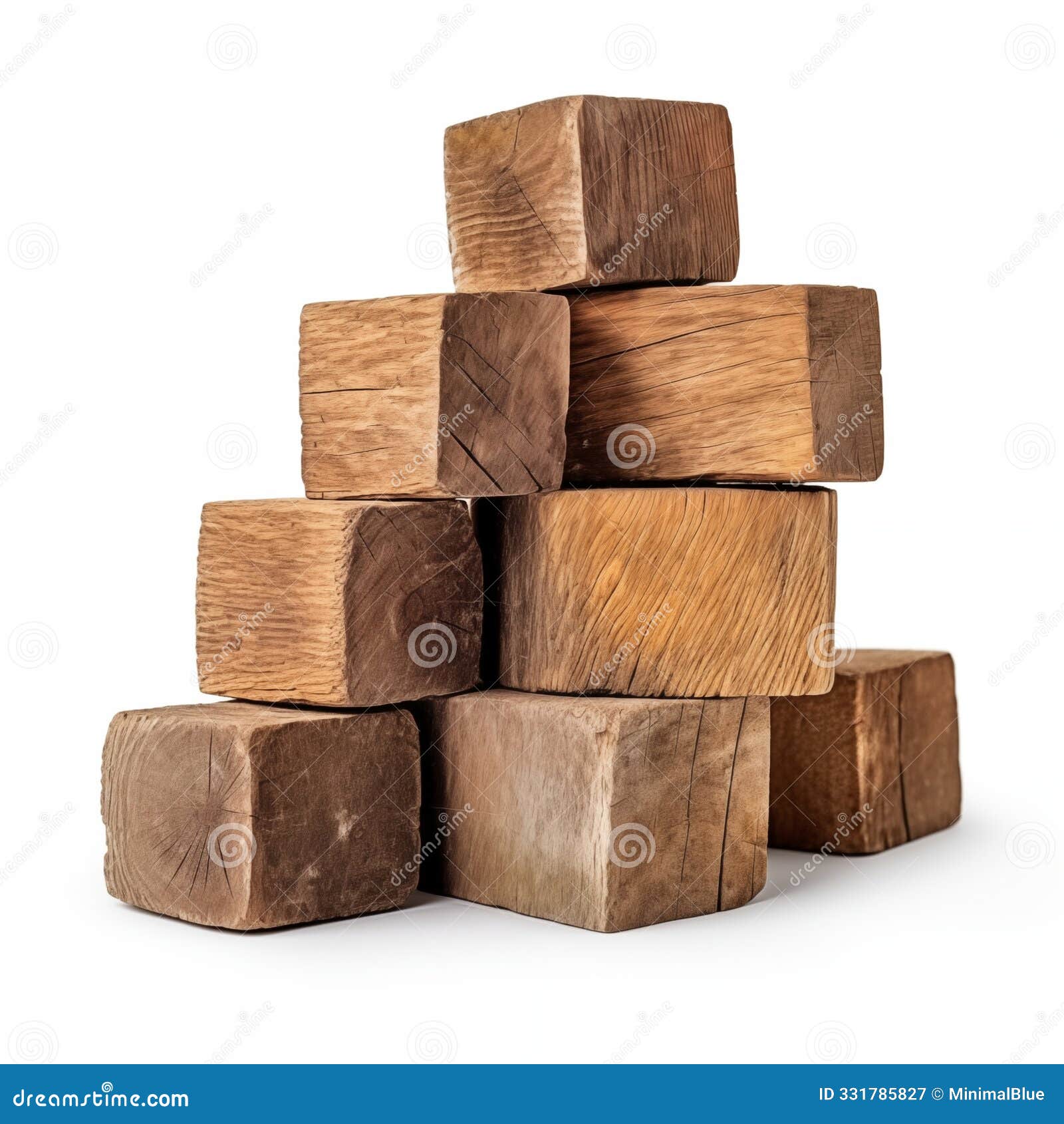 Stacked Wooden Blocks on White Background Stock Illustration ...