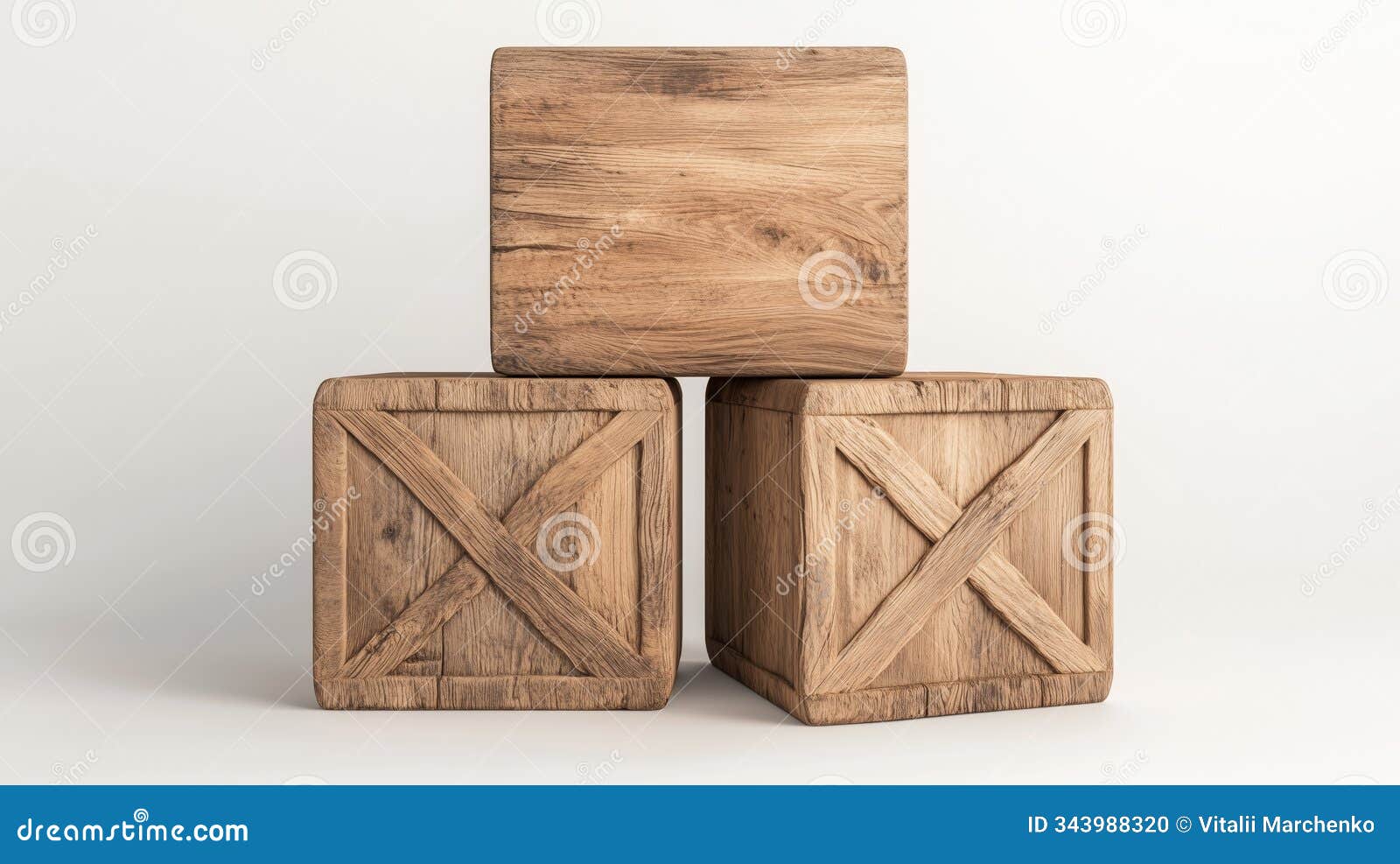 Stacked Wooden Boxes on Neutral Background for Rustic Interior Design ...