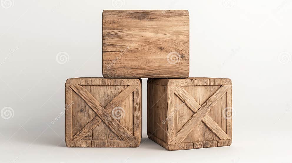 Stacked Wooden Boxes on Neutral Background for Rustic Interior Design ...