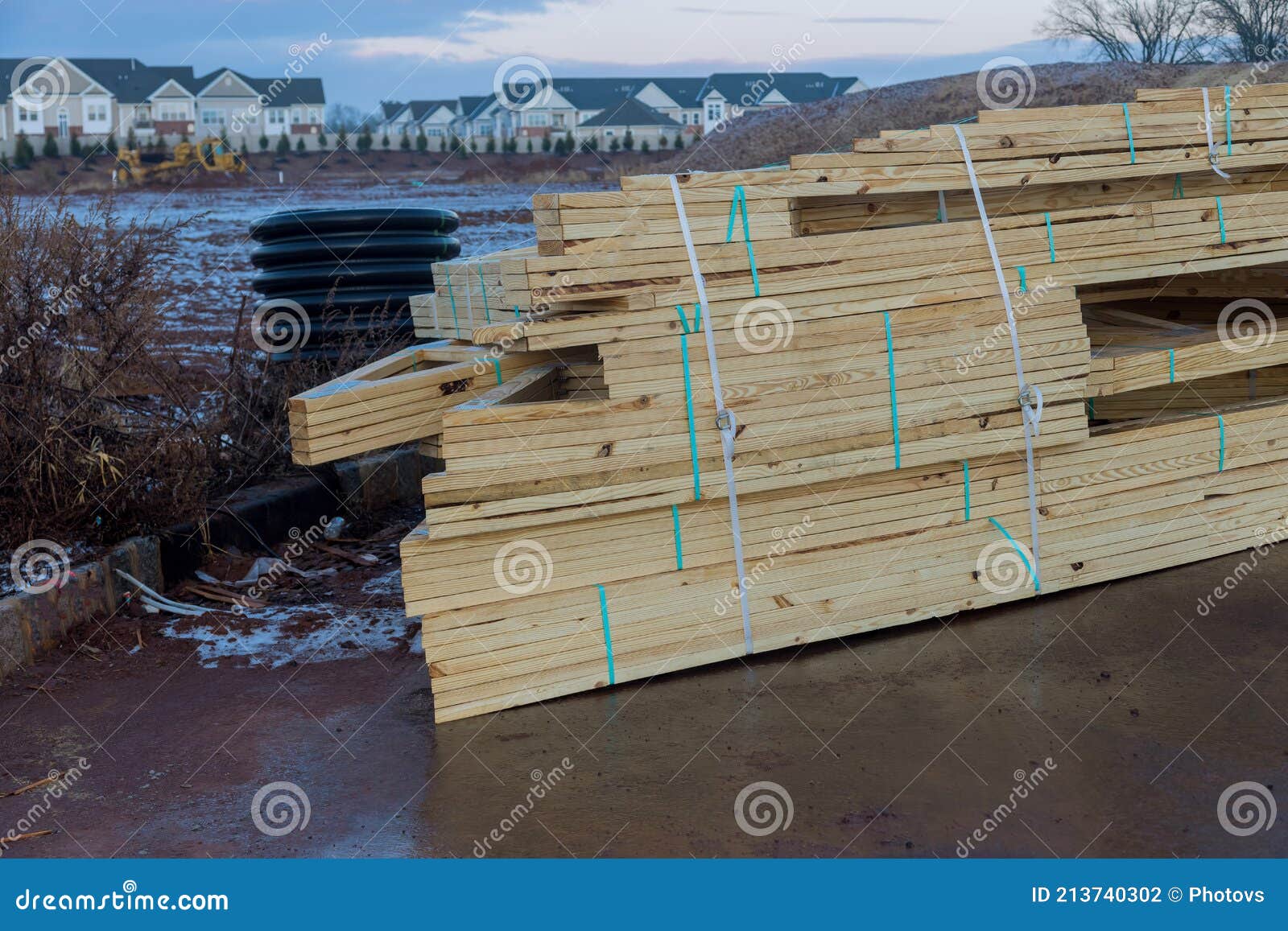 Stacked Wooden Building Materials a Stack of Boards Wood Frame and Beam ...