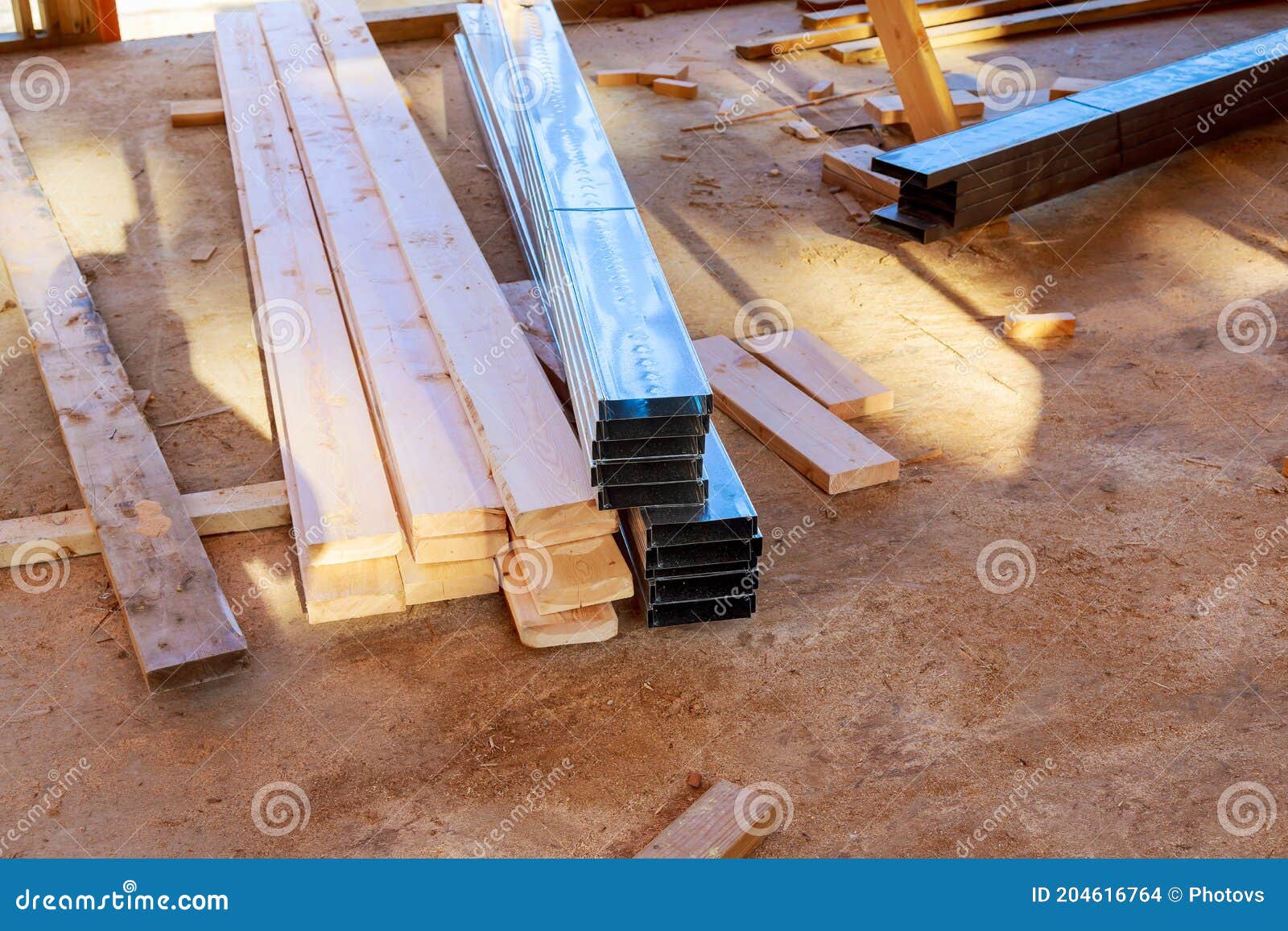 Stacked Wooden Building Materials a Stack of Wood Frame and Beam ...