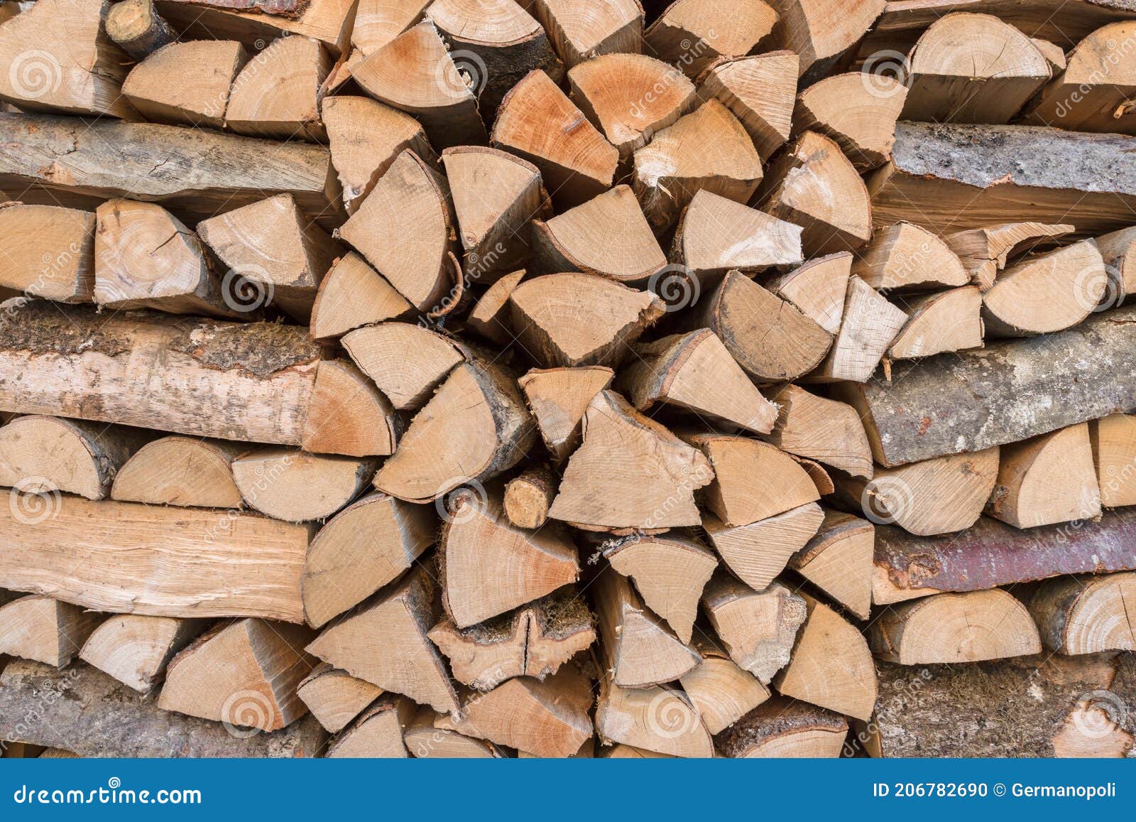 Stacked wooden logs stock photo. Image of rural, pine - 206782690