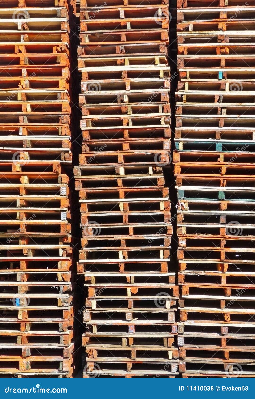 Stacked Wooden Pallet Columns Stock Photo - Image of load, skids: 11410038
